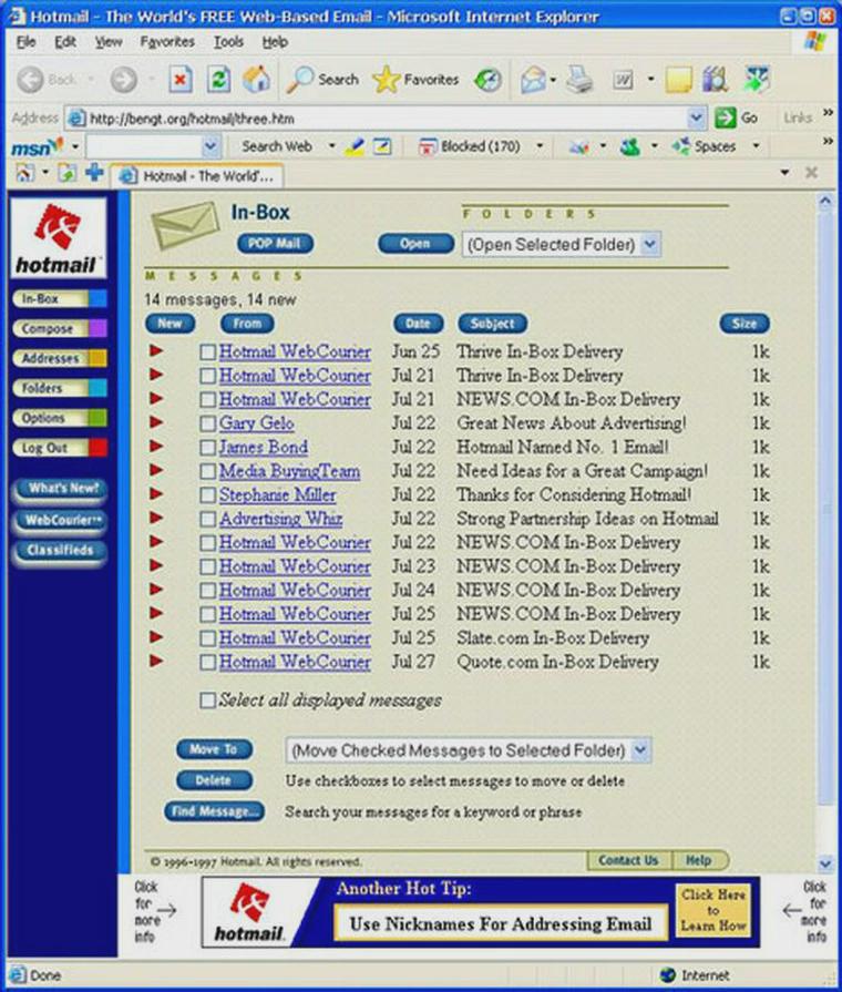 Hotmail in 1997 | Scrolller