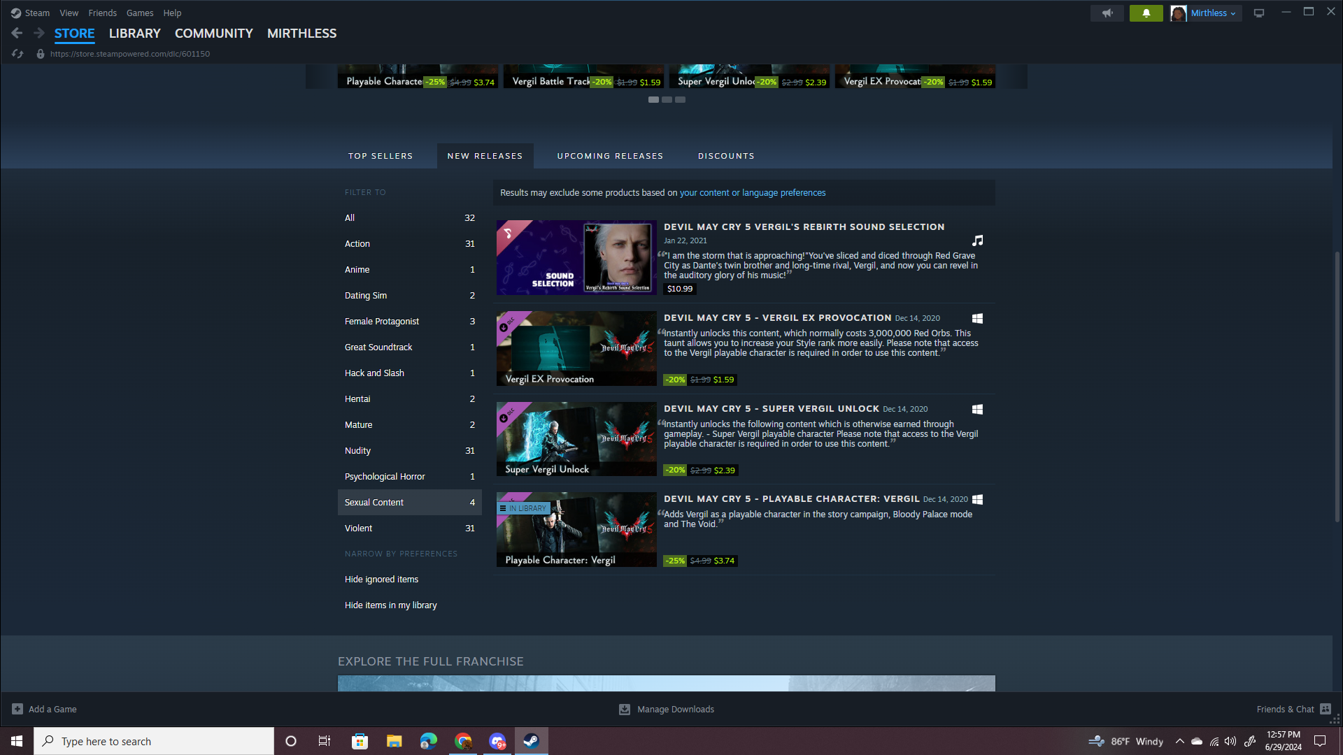 I just got DMC5,why are all the Vergil DLCs listed as being sexual content? | Scrolller