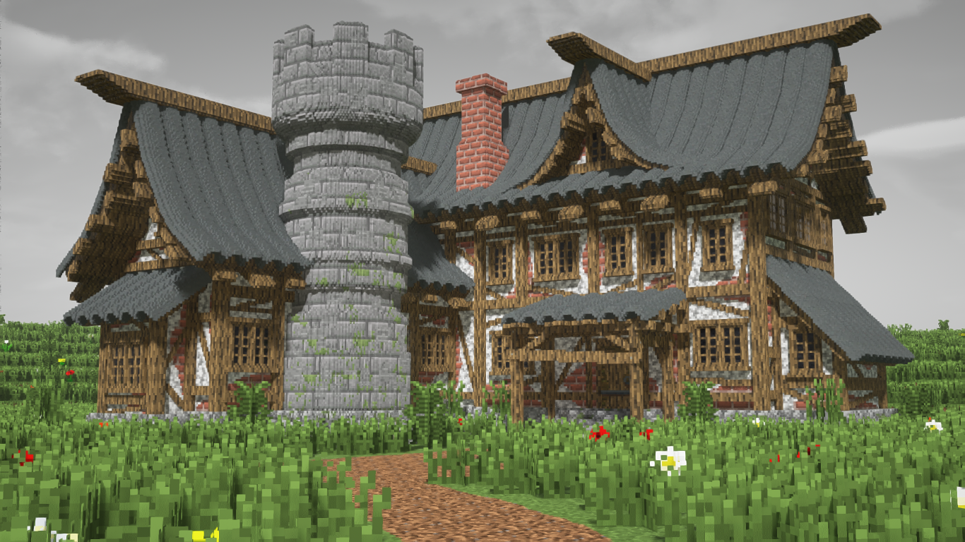 I made a medieval house in Minecraft from small blocks using the mod - Chisels and Bits. All ...