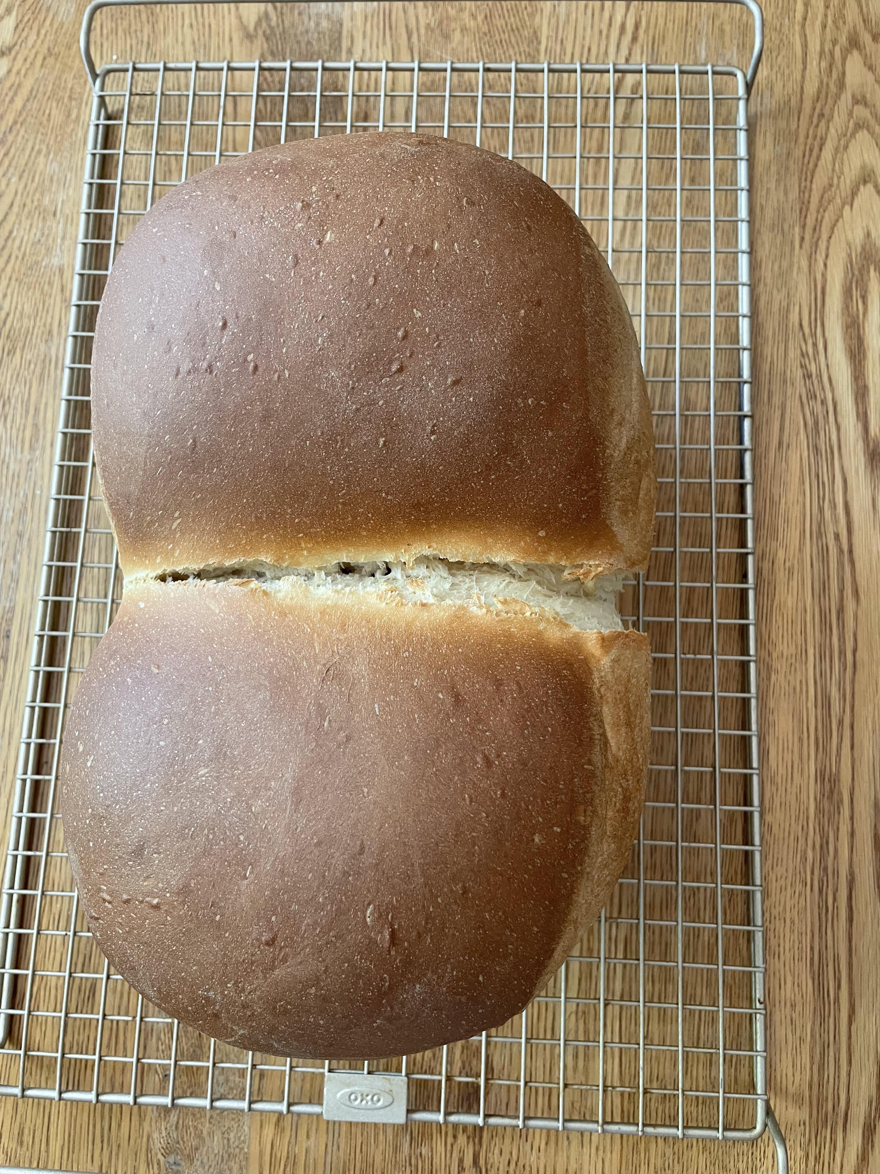 Maple milk bread! Teeny bit under even though it hit the target temp. Eric Kim’s NYT recipe ...