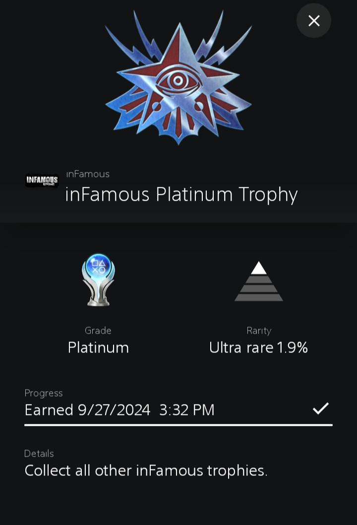 Infamous 1 platinum | Scrolller
