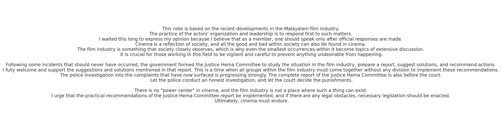 Mammookka's statement.. finally | Scrolller