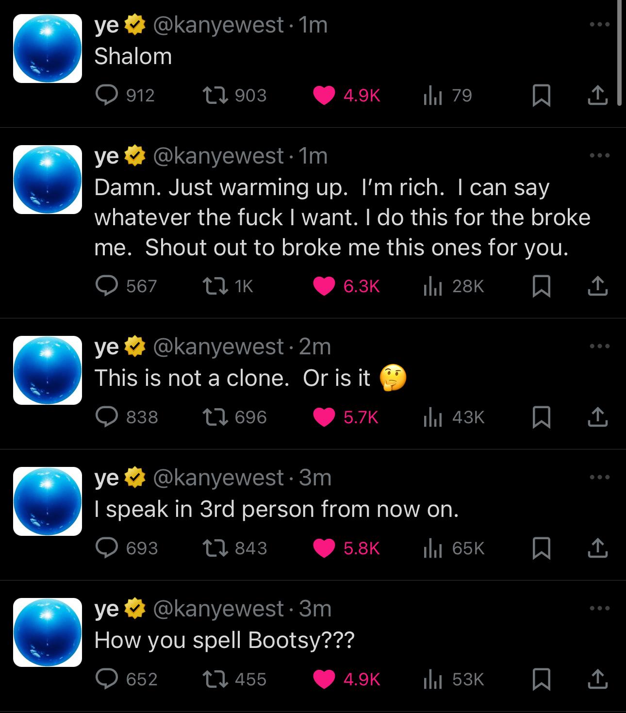 Kanye is schizoposting again. | Scrolller