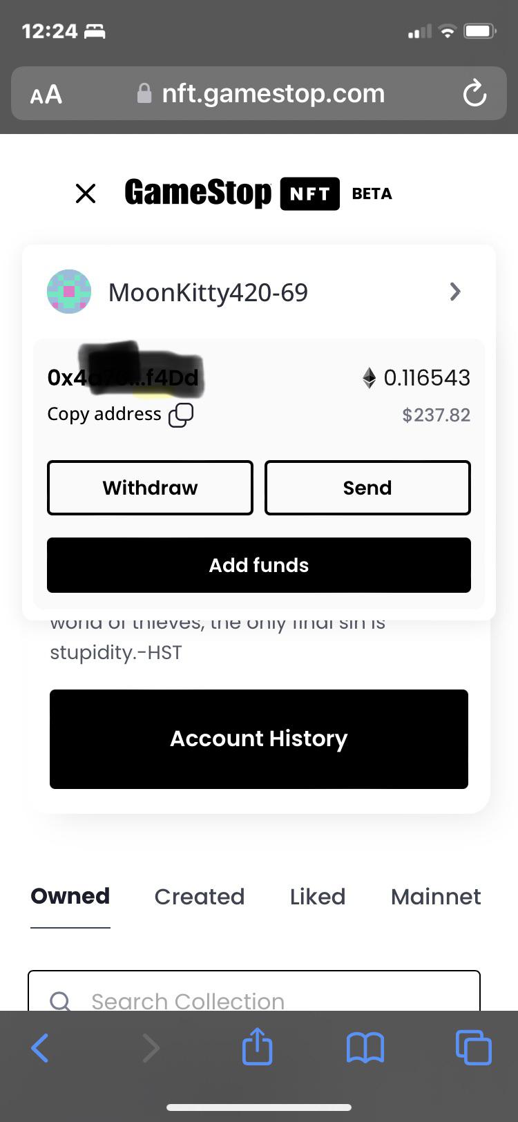 Can a smooth brain explain the difference between GameStop NFT address and account and the ...