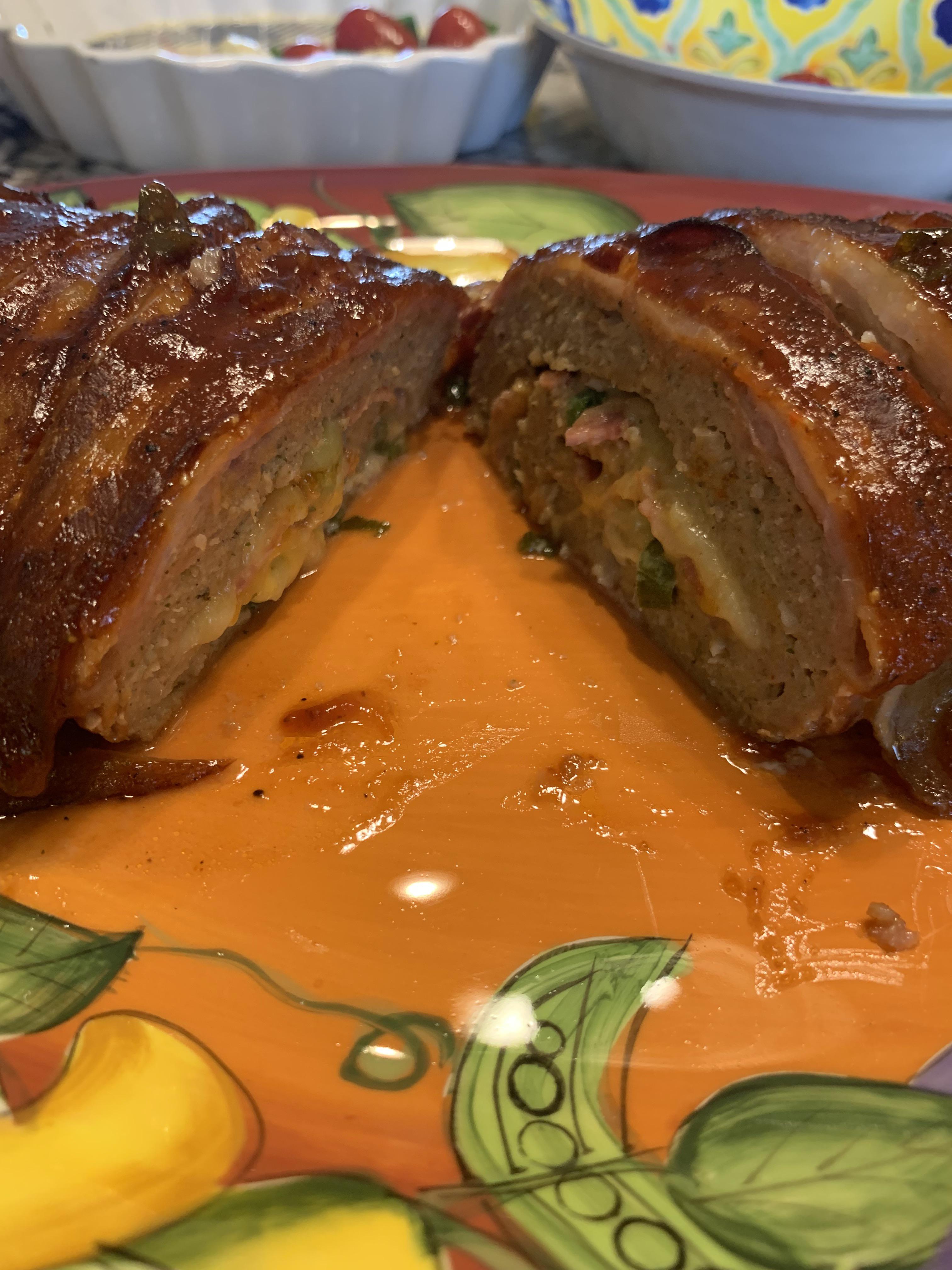[homemade] stuffed smoked meatloaf | Scrolller