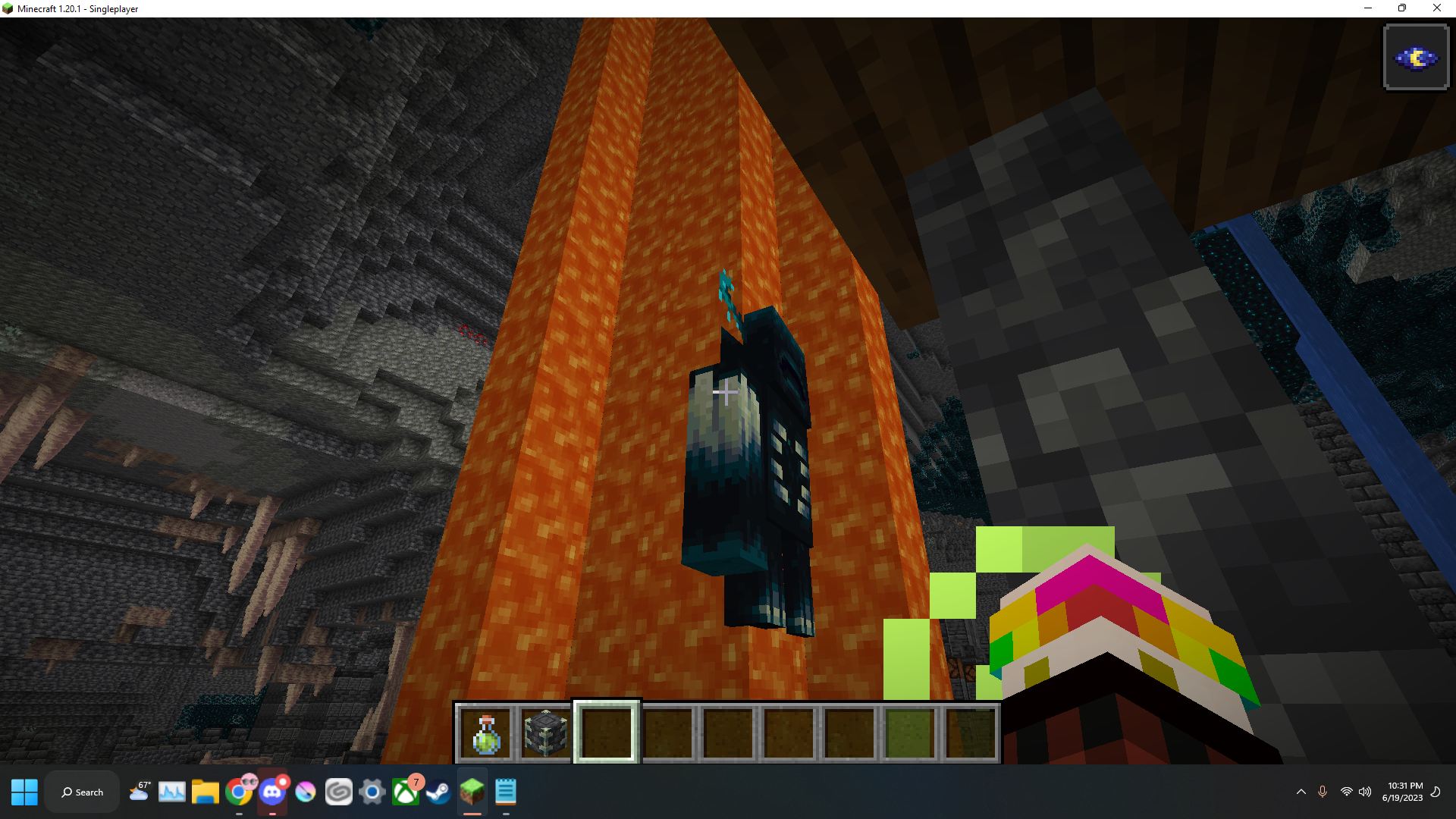 TIL that the Warden is lava proof, and can swim up lavafalls | Scrolller