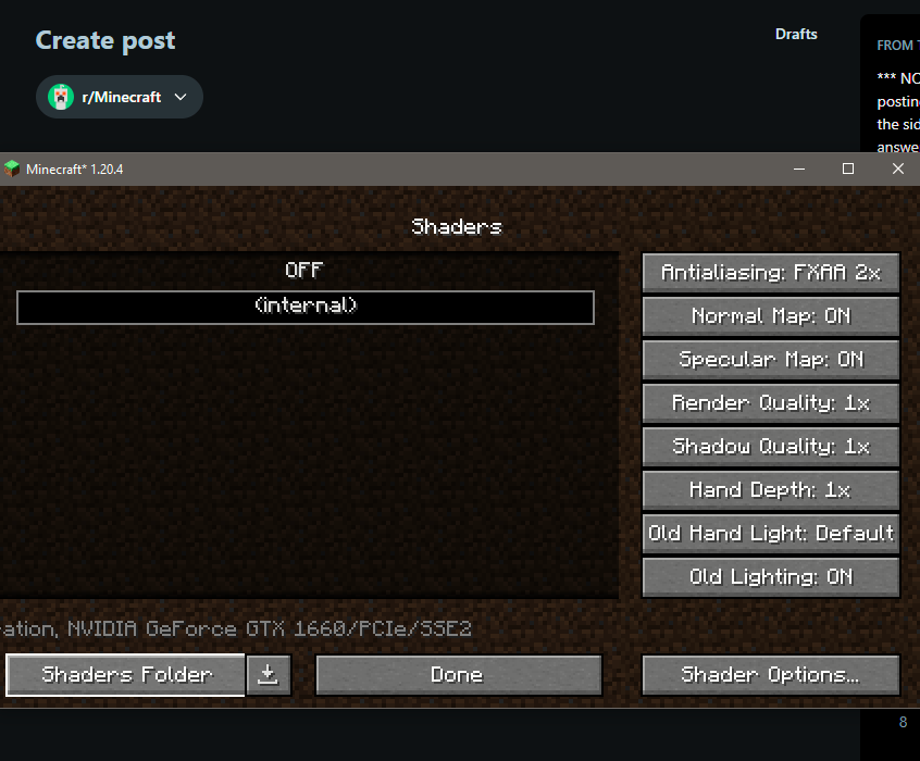 Any help? My Minecraft shaders are not showing up. | Scrolller