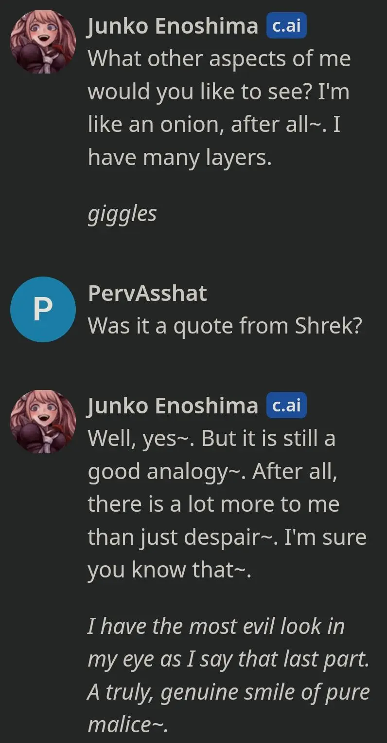 Junko.ai made a f*cking Shrek reference | Scrolller