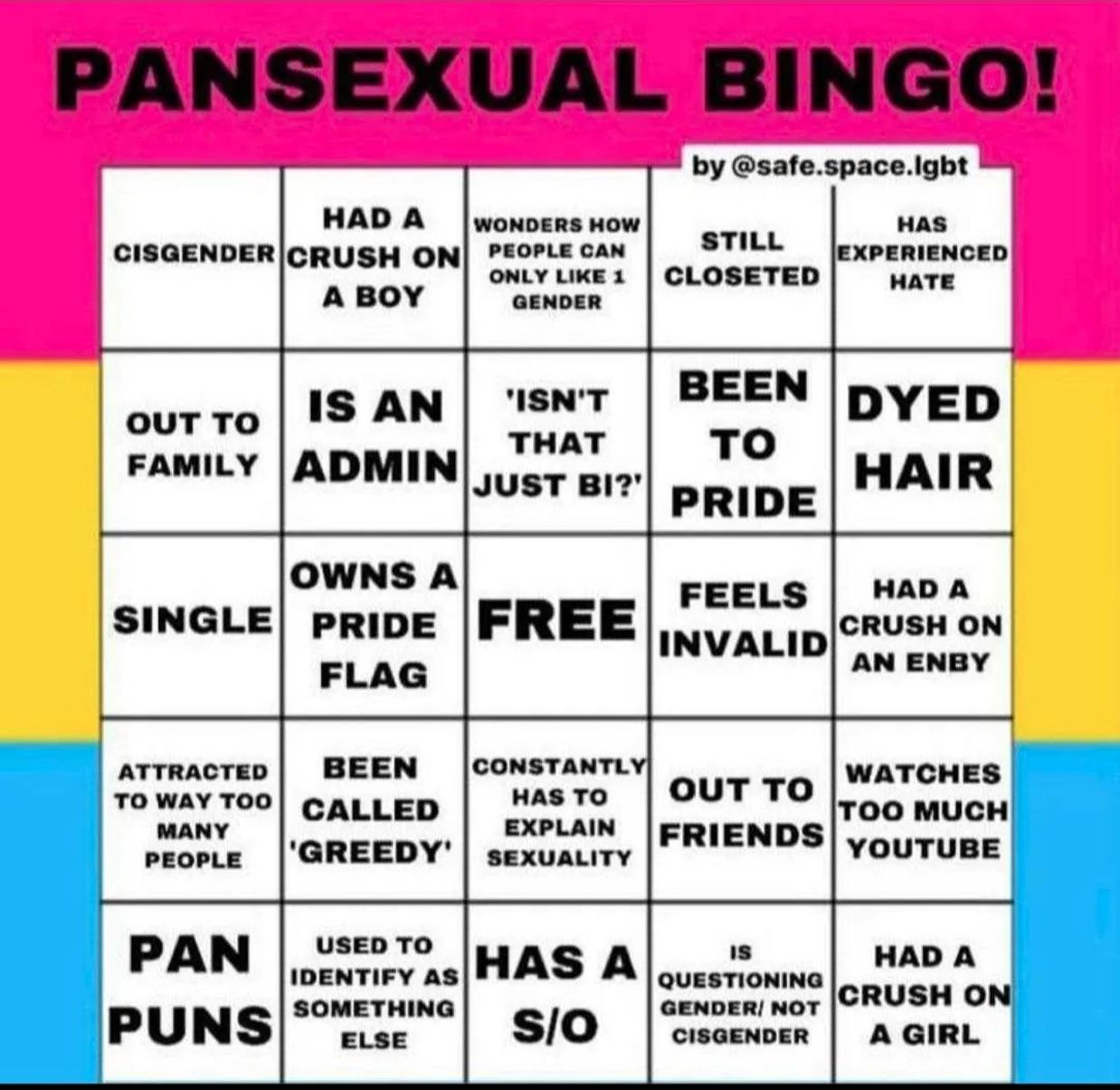 Discover more like Pansexual: Double bingo and Related Content | Scrolller