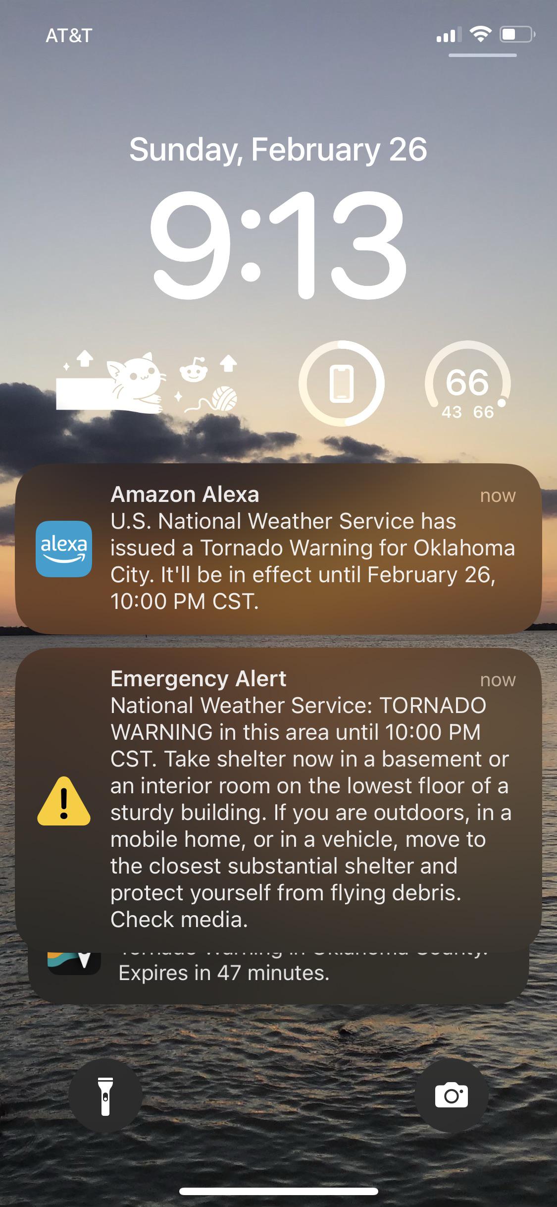 Was in a severe tornado threat and got my first critical weather alert from the weather app ...