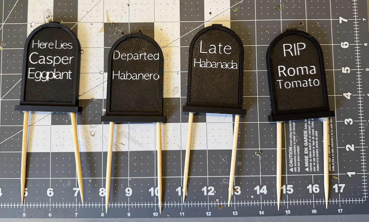 I created interchangeable tombstone plant labels for my goth garden this year | Scrolller