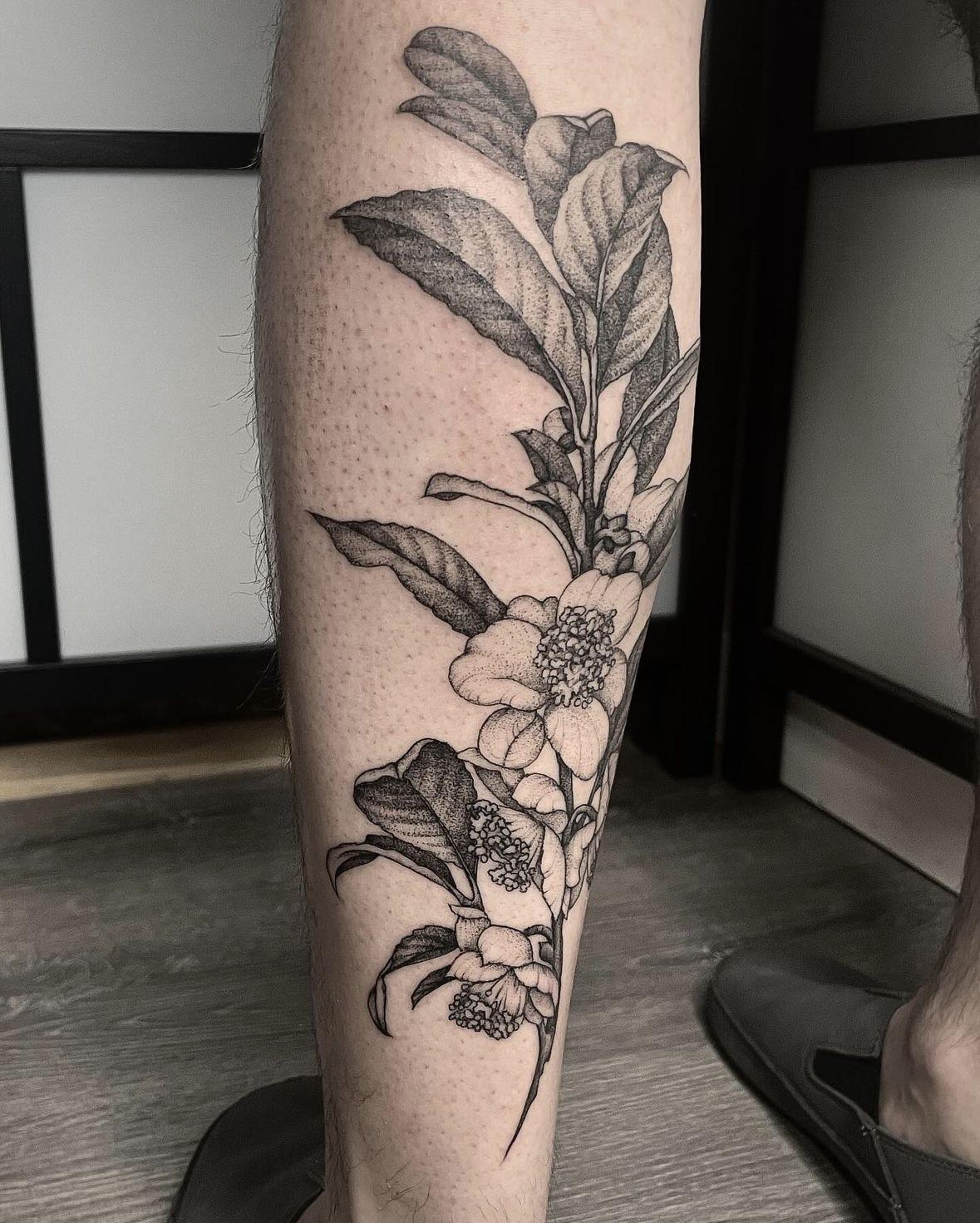 Tea Plant by Adriana Lentrichia - Imperial Tattoo, Burlington VT | Scrolller