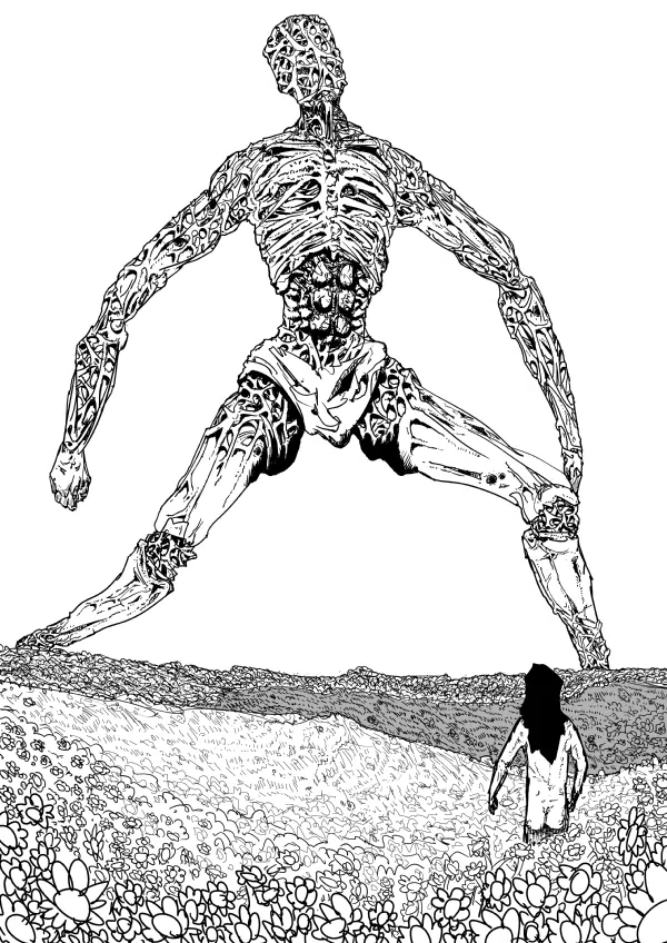 I tried to give Murata's God the original "mechanical puppet" stance of ONE's. | Scrolller