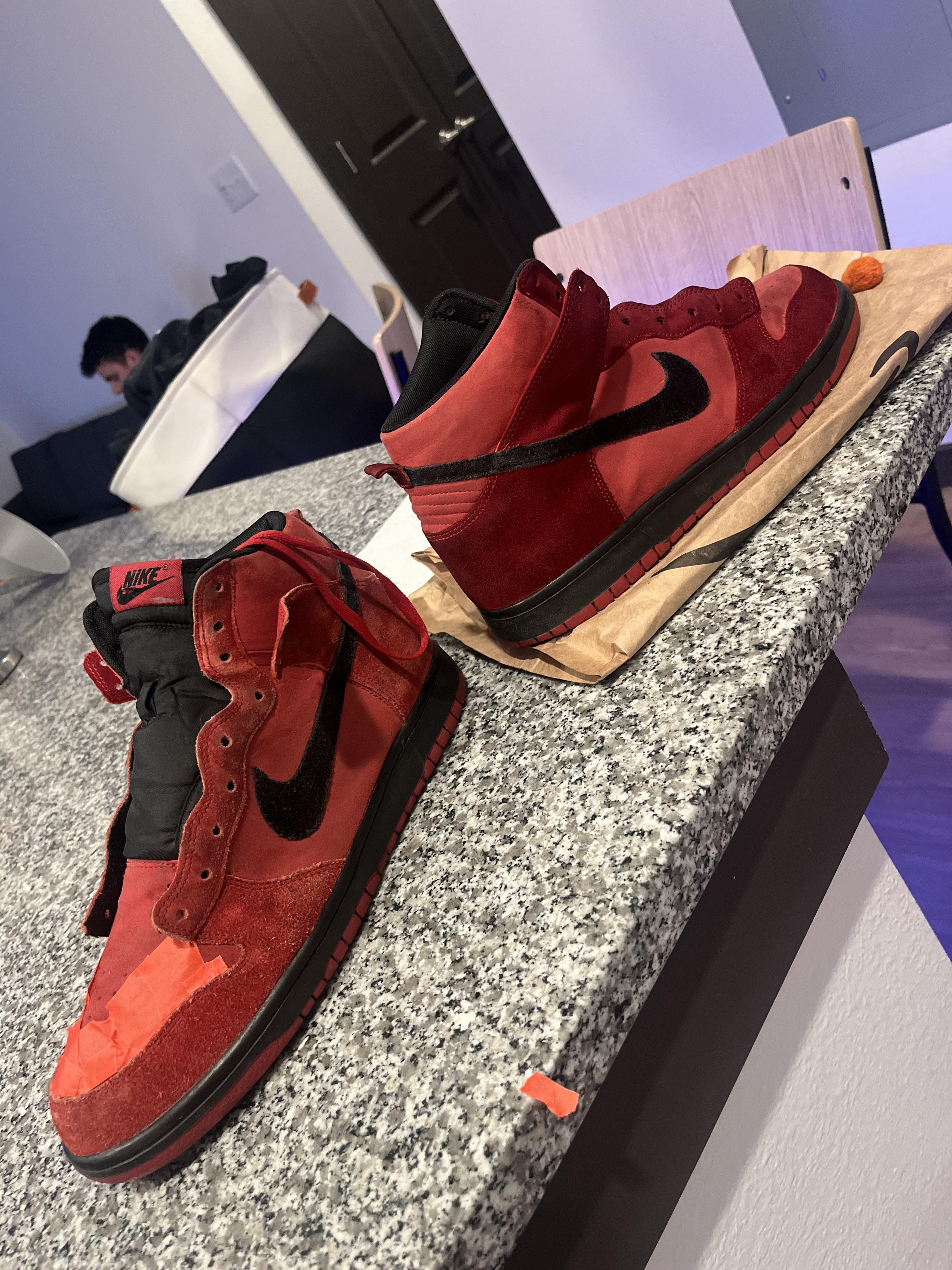 Before and after dying these (2011?) dunk highs red. | Scrolller