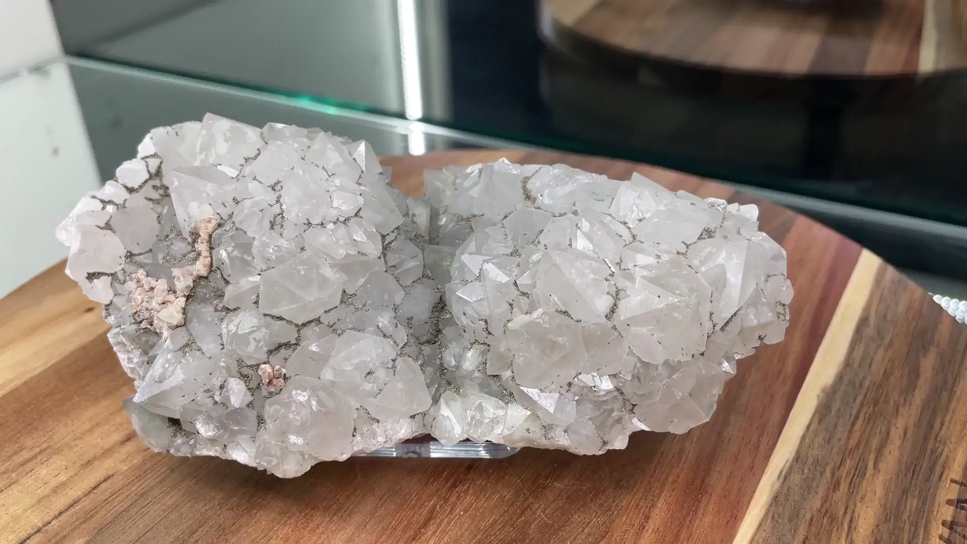 Large Cabinet Pyrite on quartz on fluorite, Morocco. Avail (DM if interested.) | Scrolller