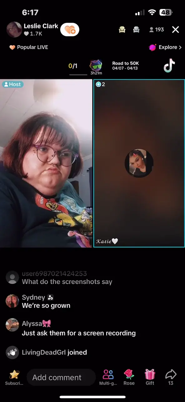 Leslie is live right now with Katie beefing with Alyssa | Scrolller
