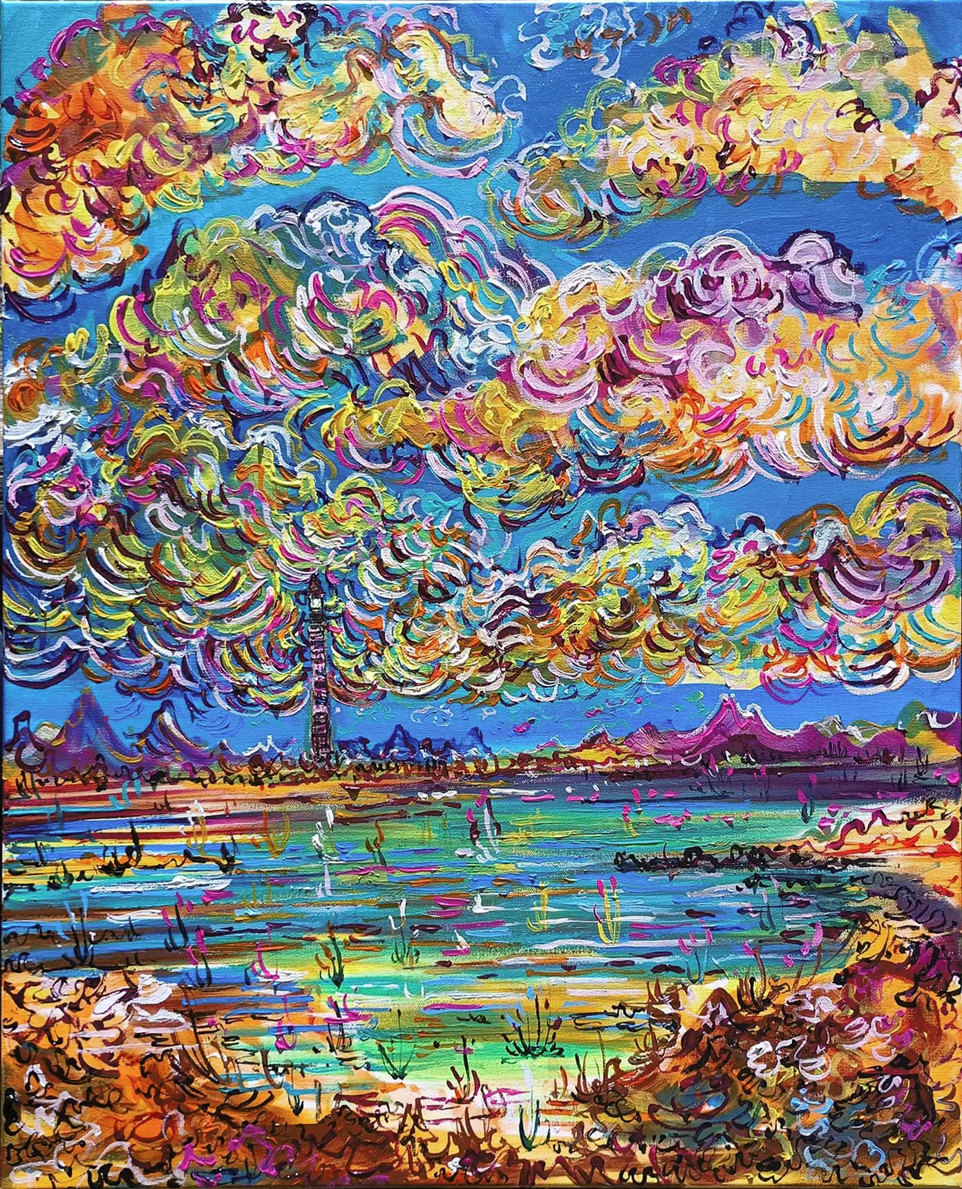 Lighthouse, Vallancet, Acrylics, 2024 | Scrolller