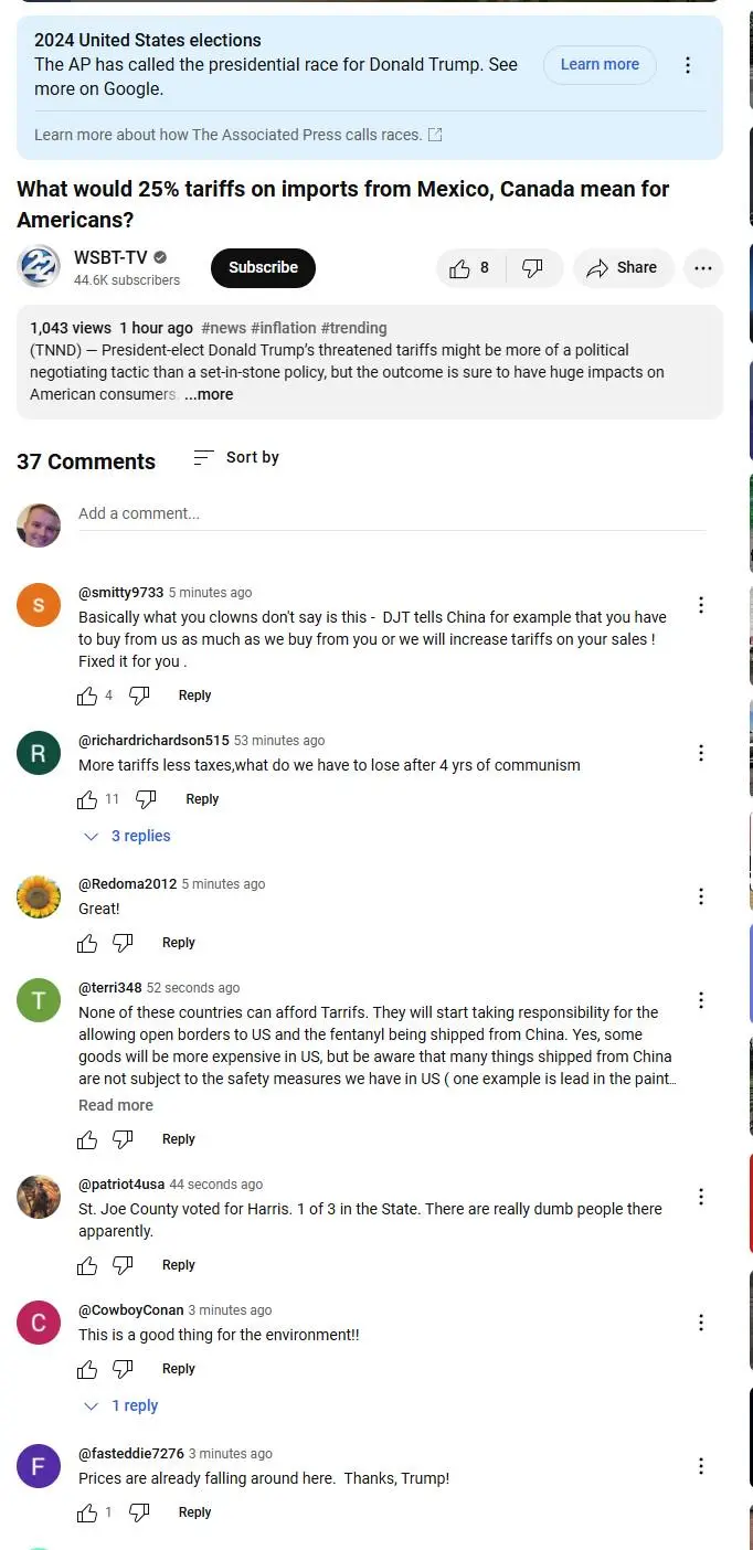 MAGA all onboard with the tariffs after a news video is posted on YT | Scrolller