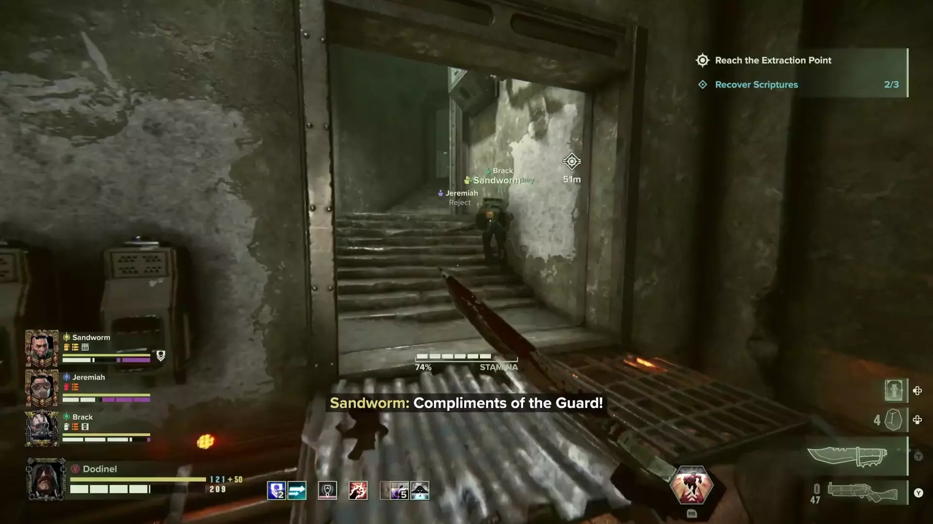 May I present this Darktide Mutant corpse launch I performed by throwing a rock in its face ...