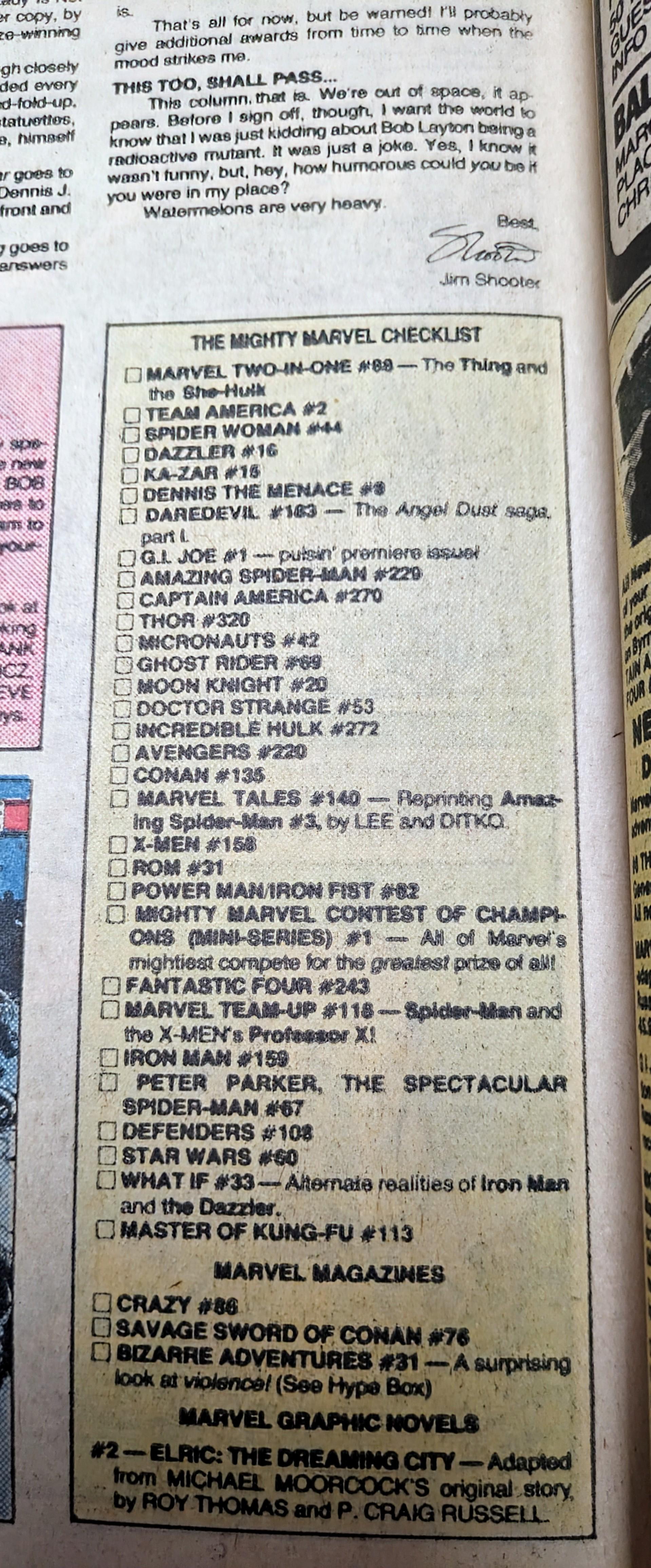 Mighty Marvel Checklist June 1982 | Scrolller