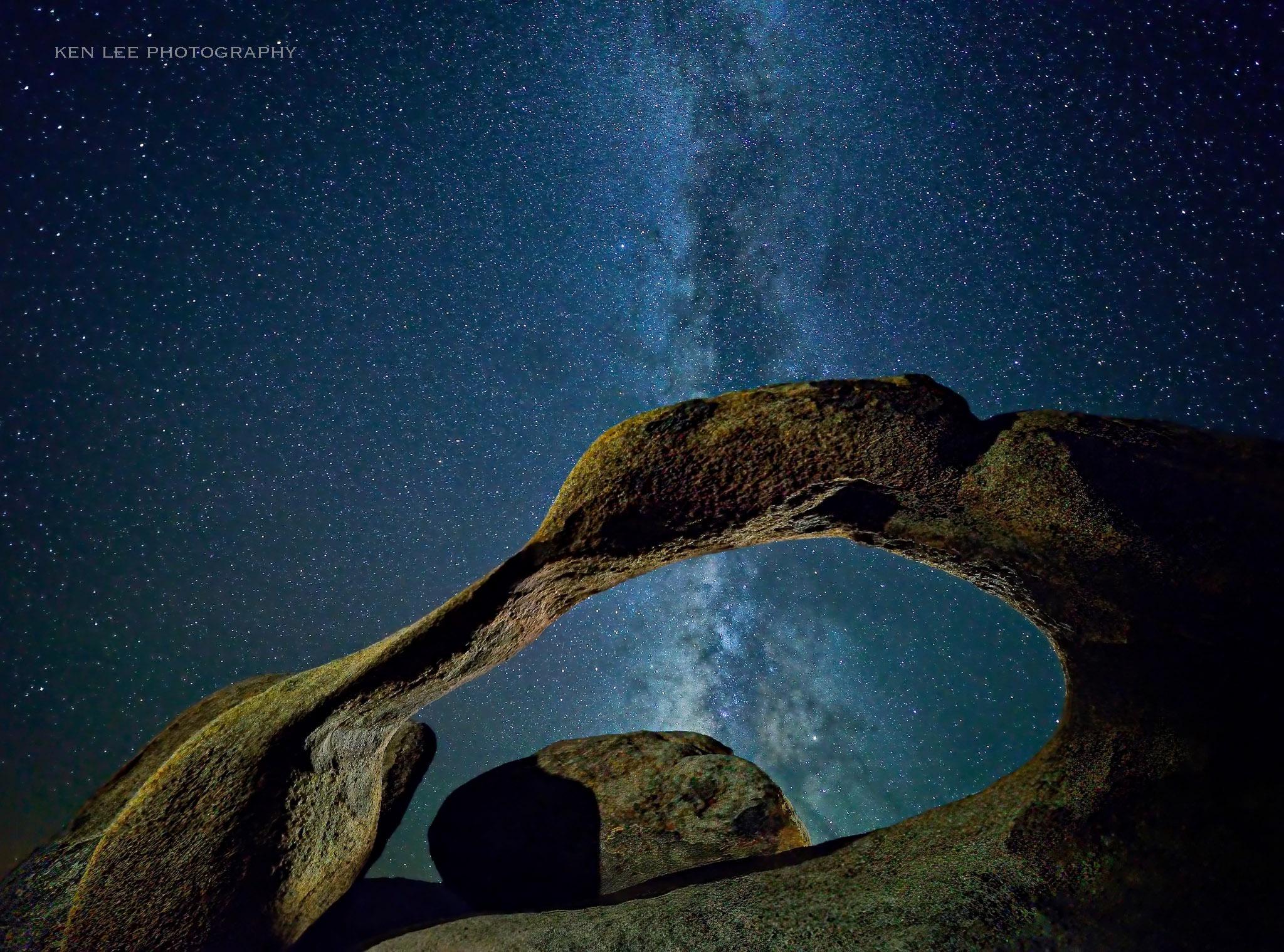 Milky Way through Mobius Arch - Night photo with handheld light painting (OC)(2048x1639) | Scrolller