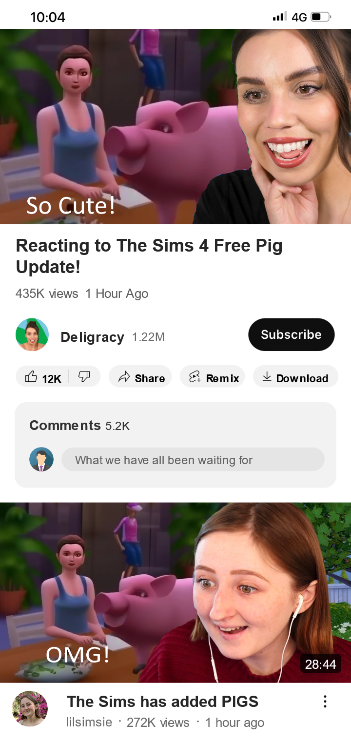 I dreamt that The Sims 4 was getting a pig update and everyone was psyched about it | Scrolller