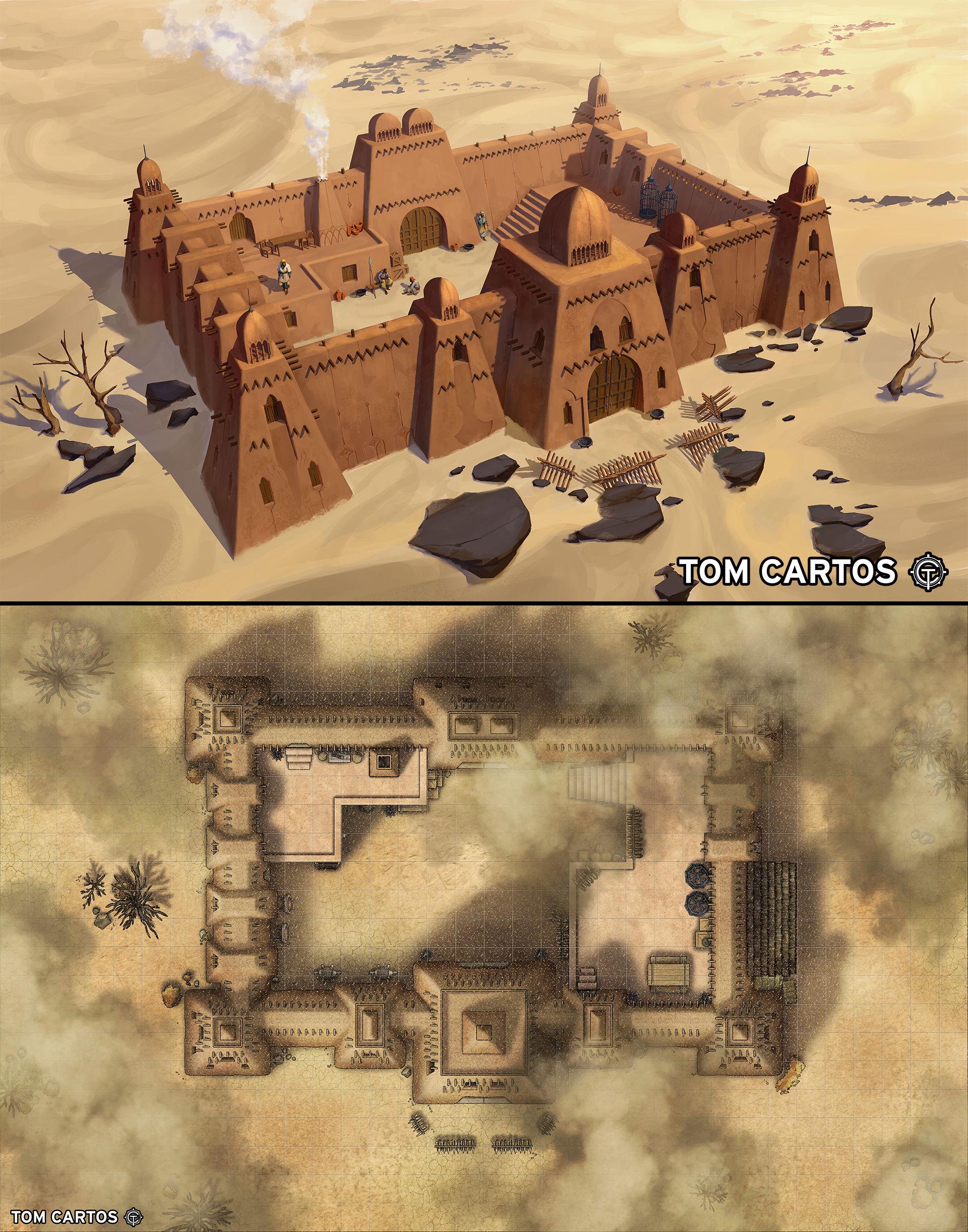 Mud Fort Exterior Illustration and Battlemap | Scrolller
