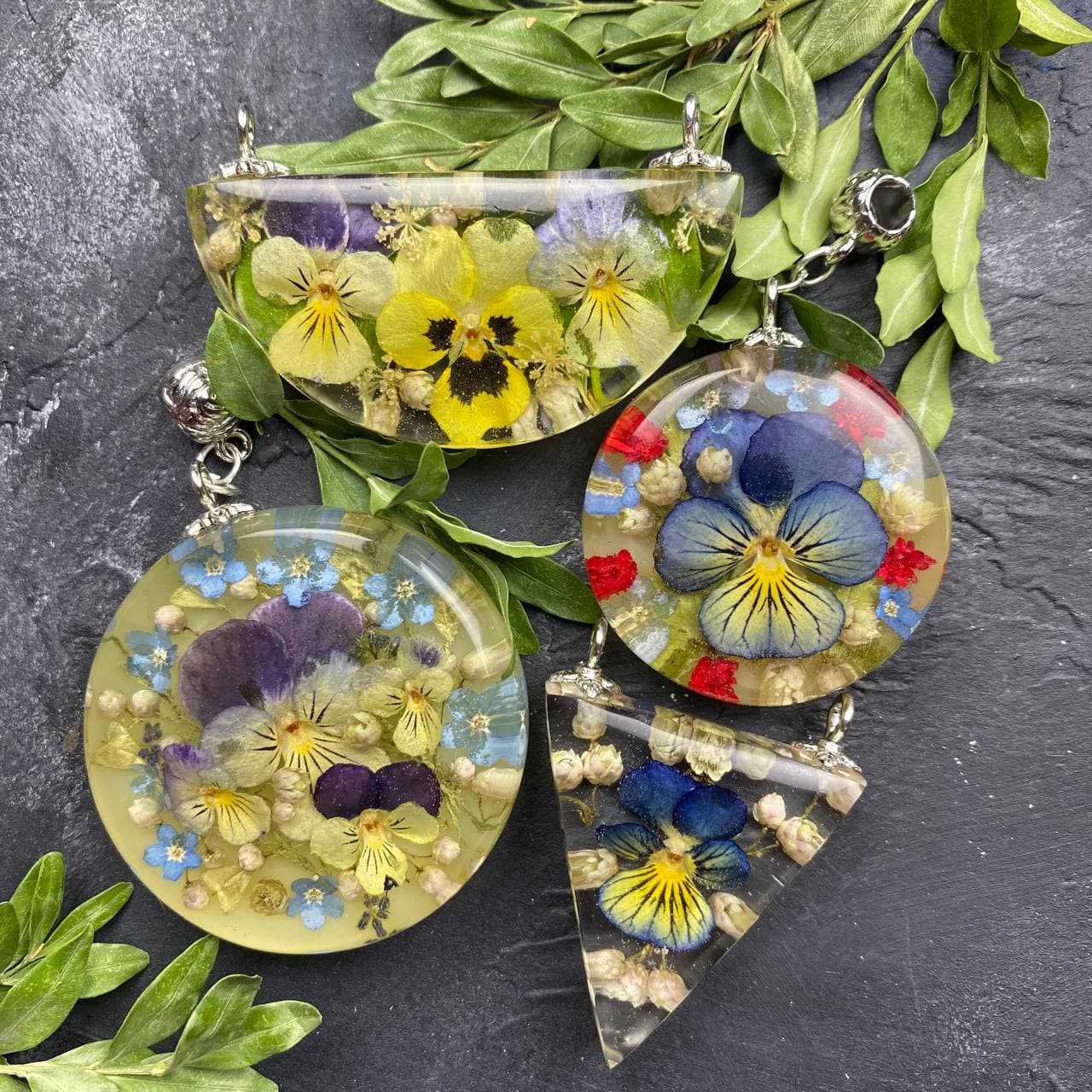 My different pansy pendants | Scrolller