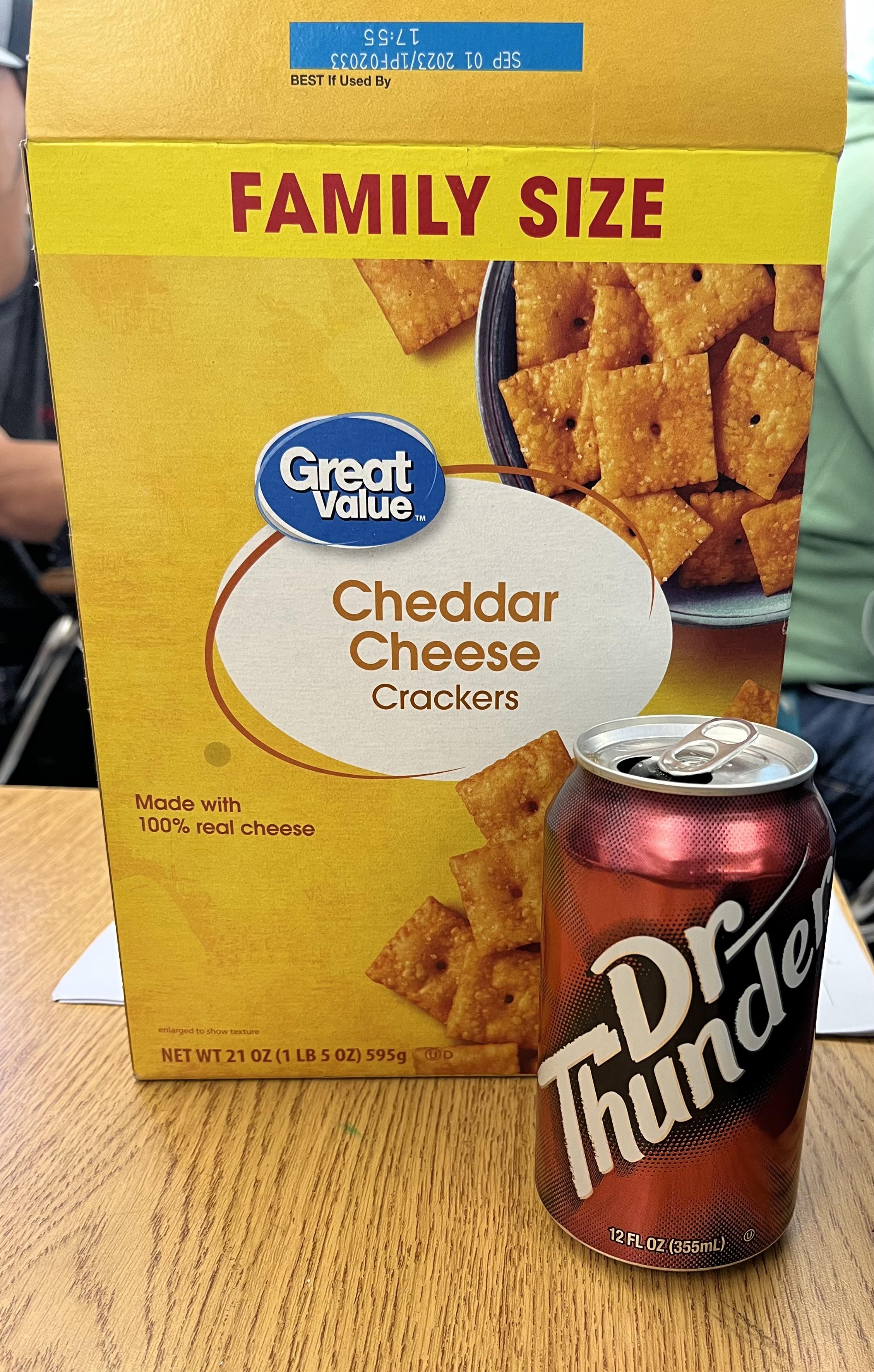 Nothing like some good ol’ Cheddar Cheese Crackers and a Dr Thunder after a long day | Scrolller