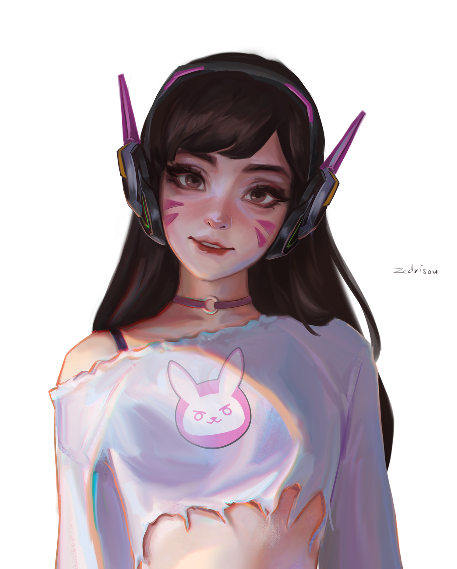 I drew D.va with different facial expressions | Scrolller
