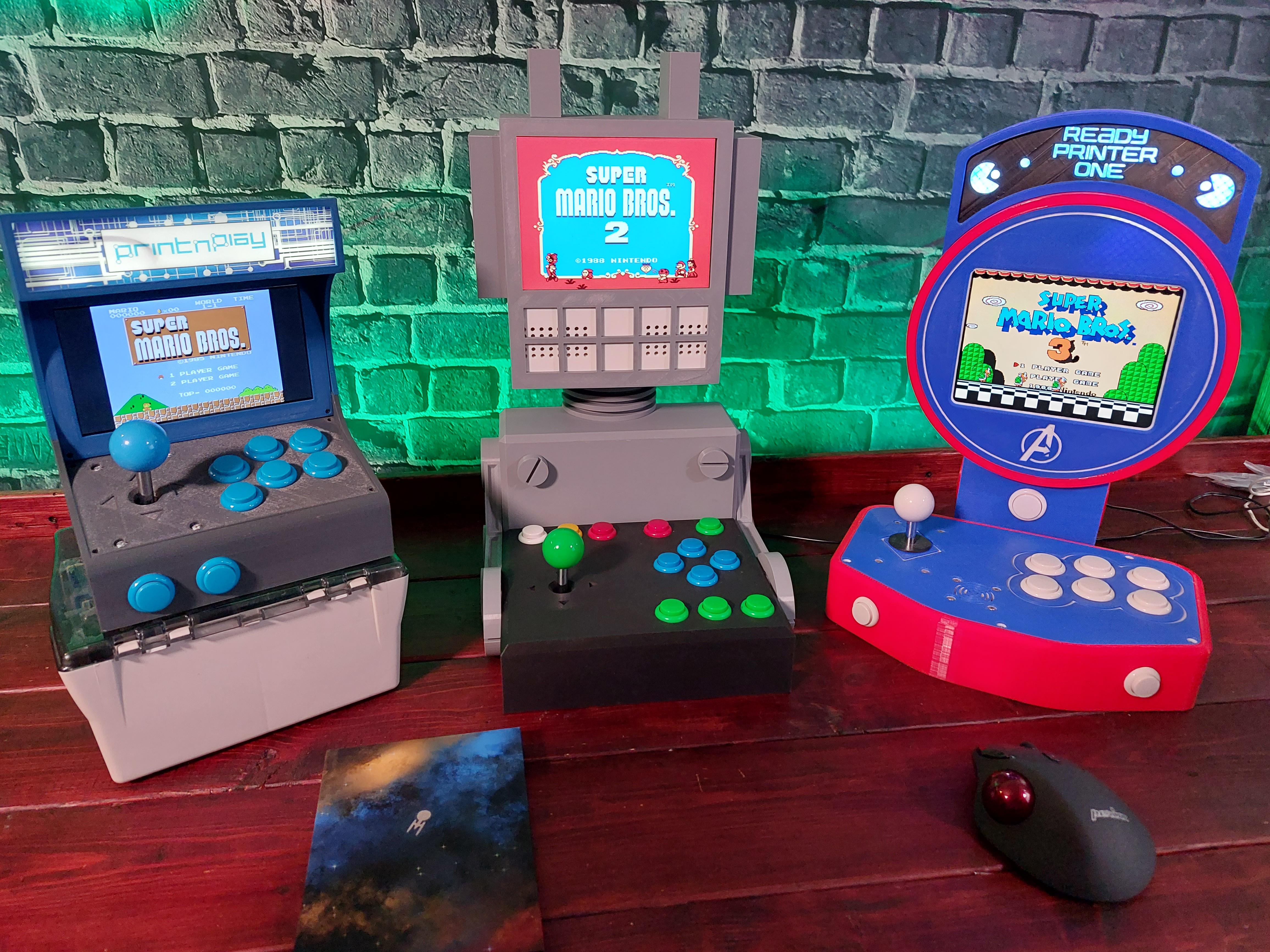Three of my custom designed and 3D printed arcade cabinets! | Scrolller