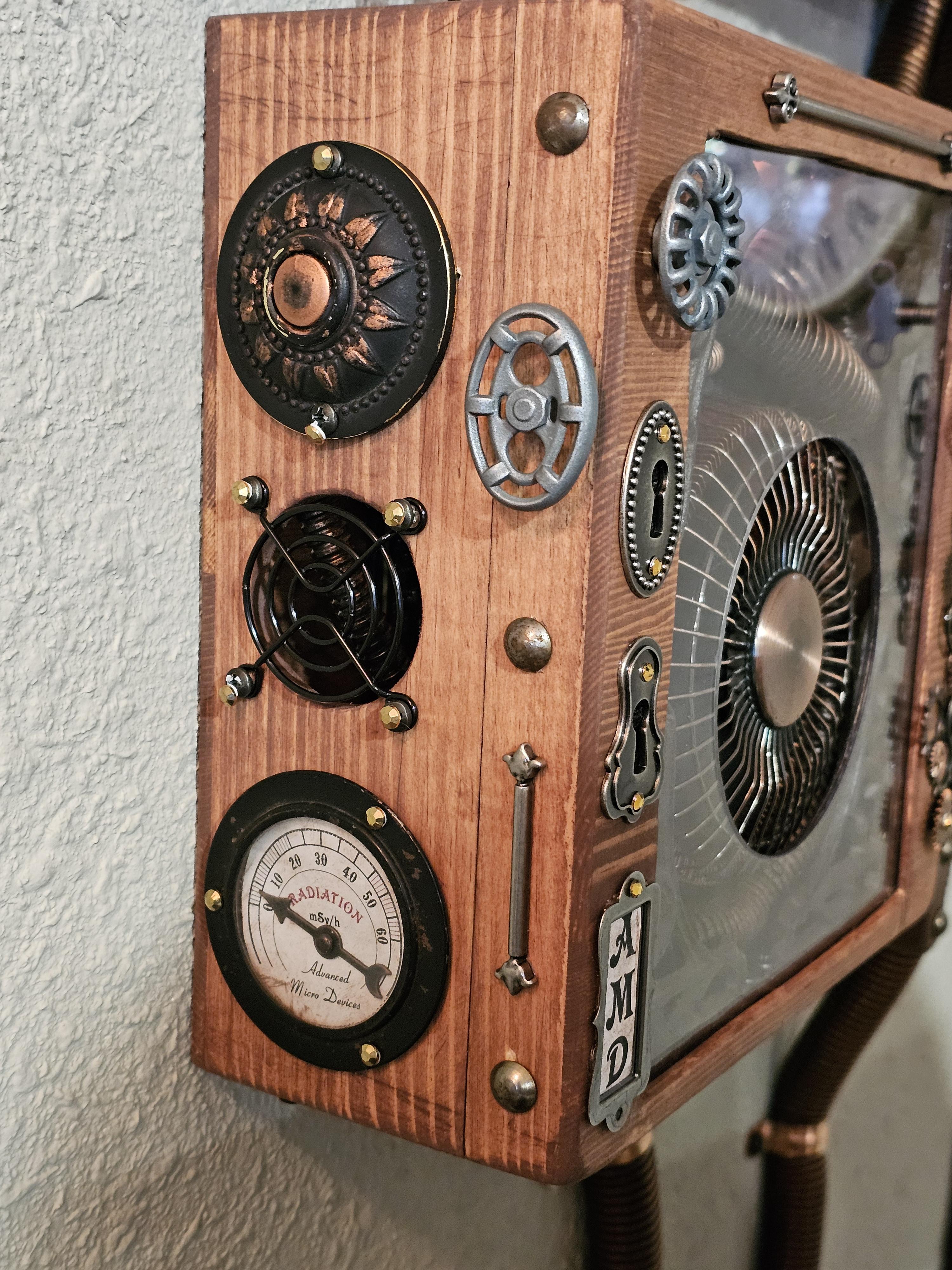 Custom open-air wall-mounted steampunk computer build, from scratch | Scrolller