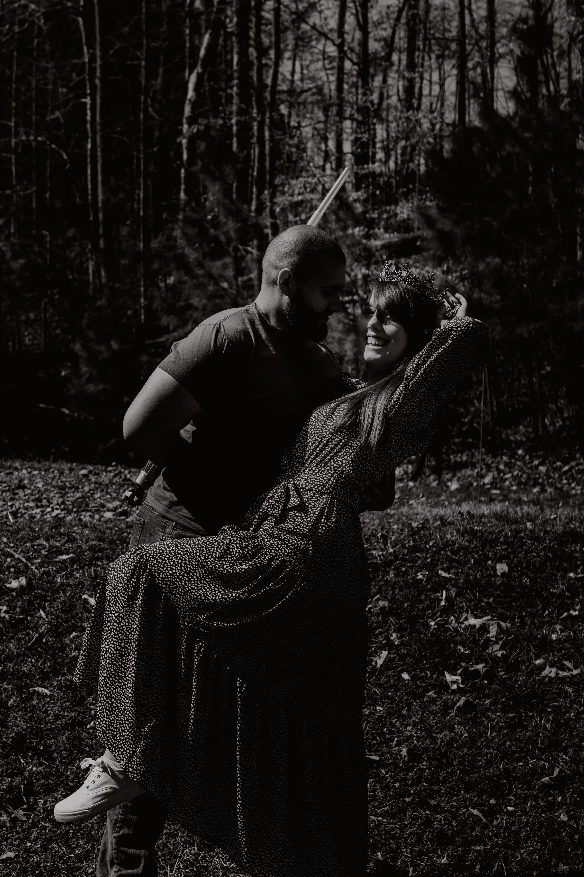 Our engagement shoot - princess meets her Jedi Knight with other props | Scrolller