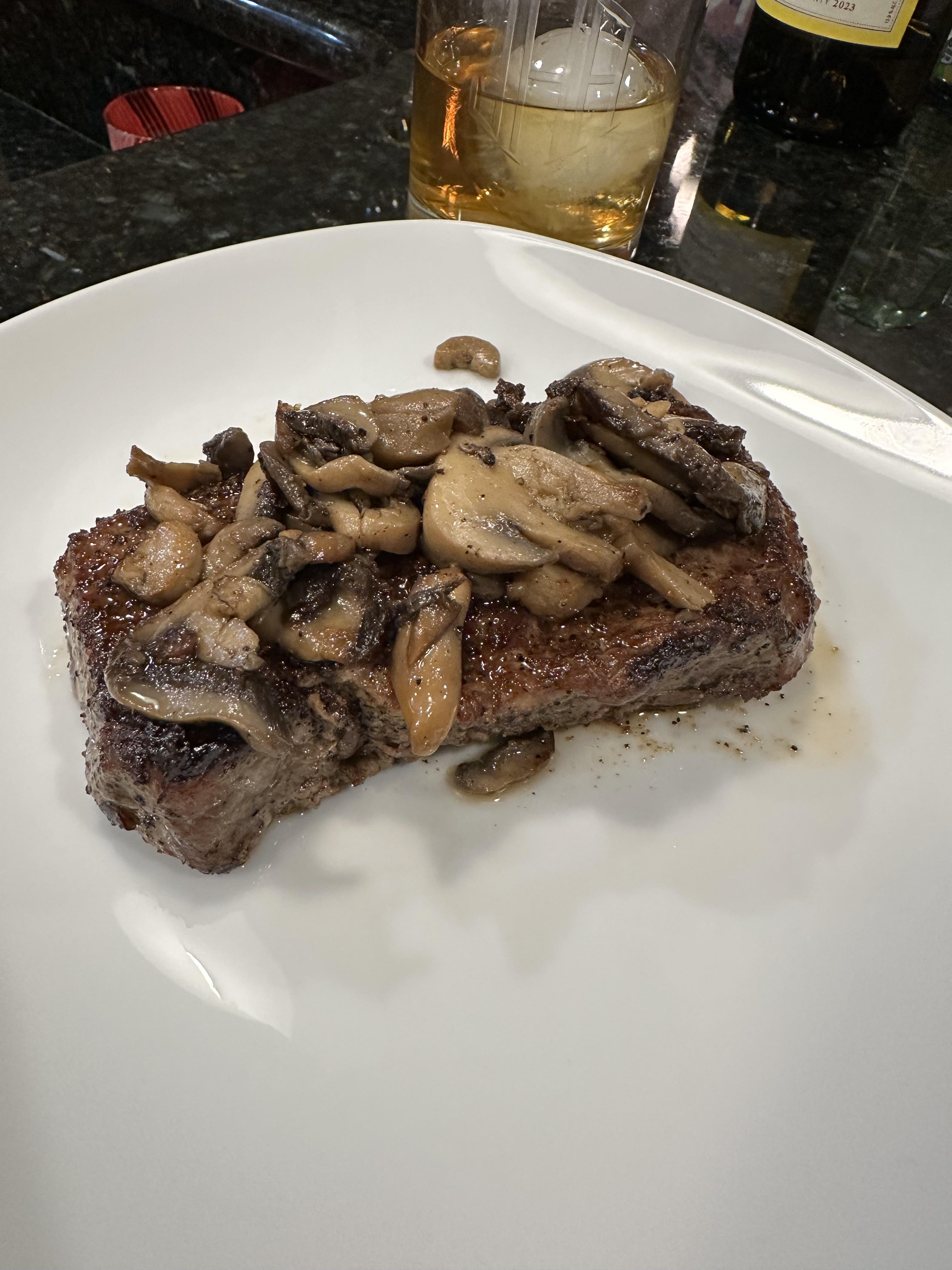 [homemade] NY Strip with mushrooms | Scrolller