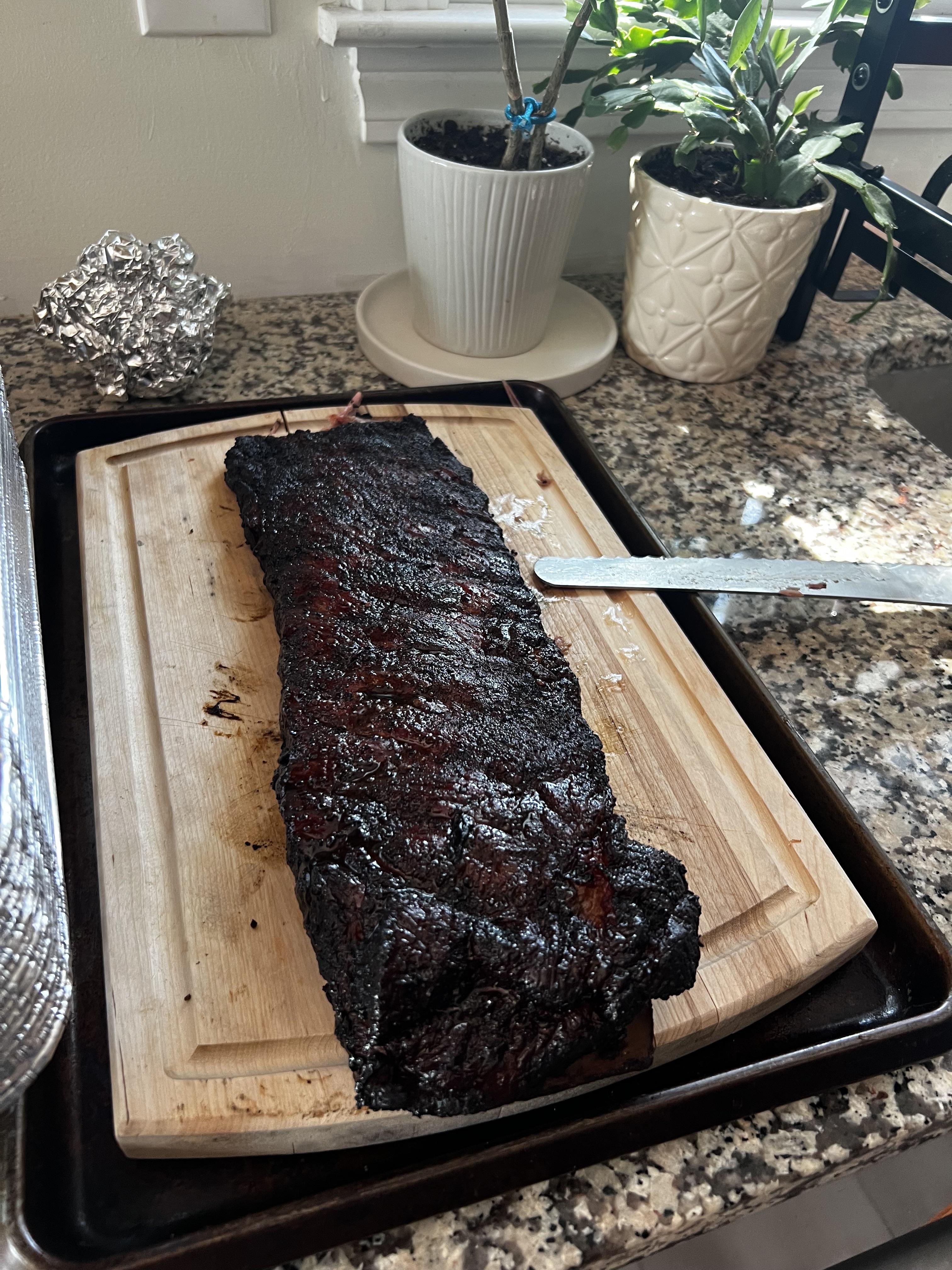 Hosted my biggest BBQ today. Brisket, pork butt, and 4 racks of ribs ...
