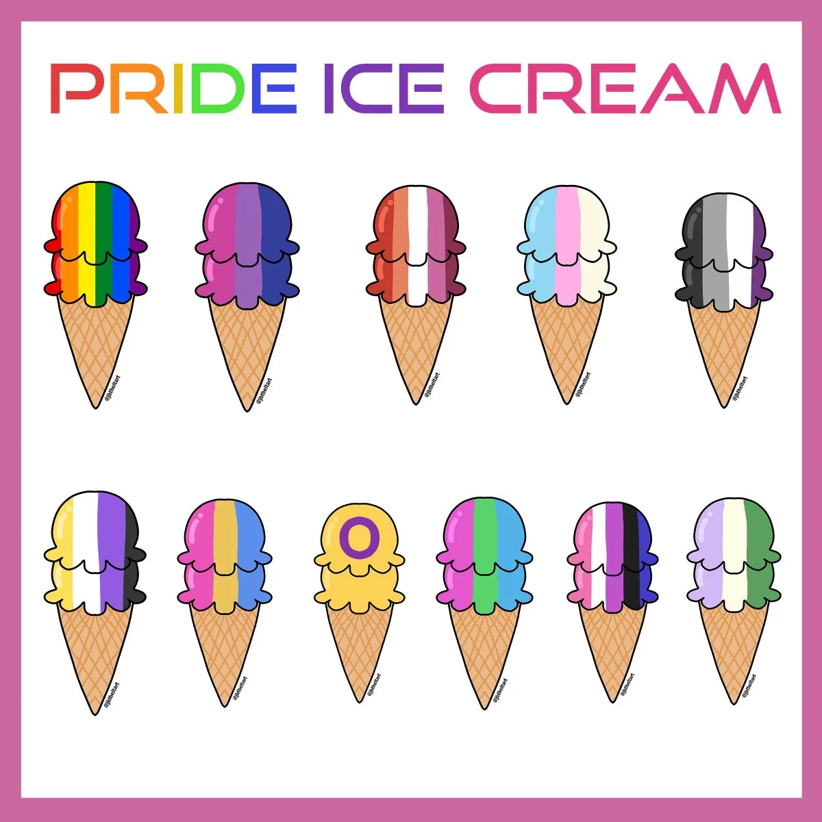 Pride Flag Ice Cream Cone Stickers | Scrolller