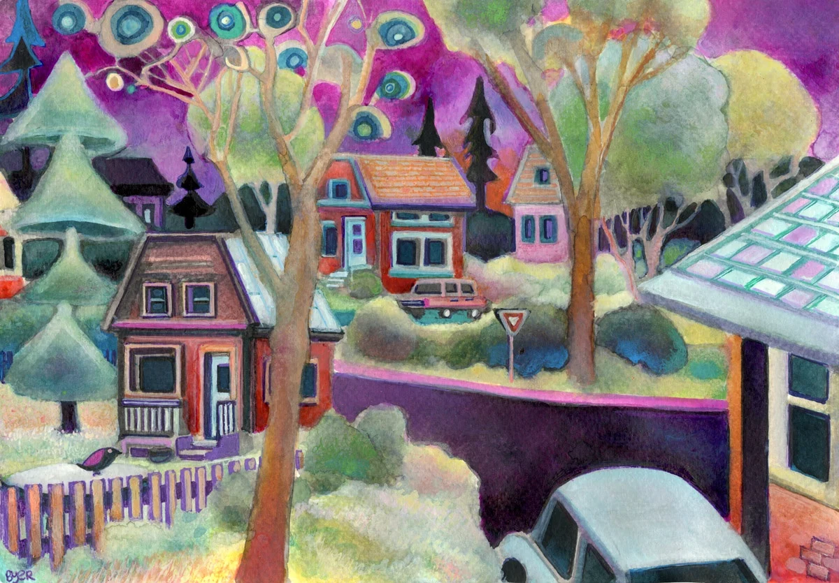 Purple Evening Sky, Josh Byer, mixed media, 2024 | Scrolller