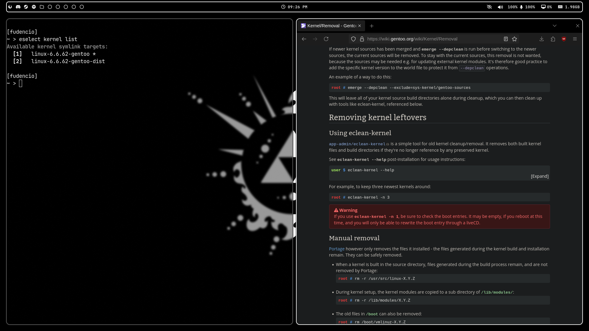 [Hyprland] Simple monochrome gentoo setup | Scrolller