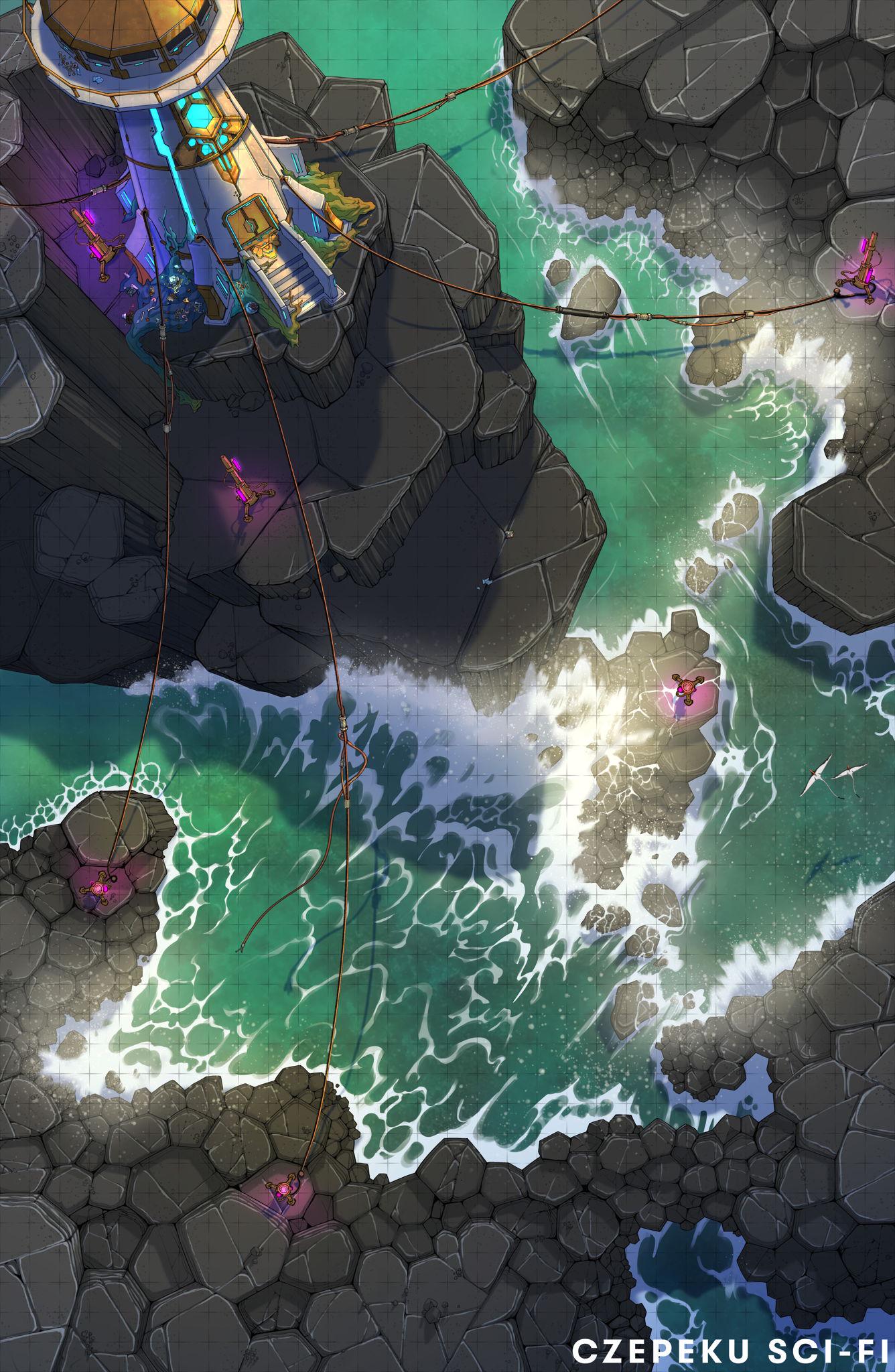 Recon Outpost Battlemap - New Czepeku Sci-Fi Map [30x46] | Scrolller