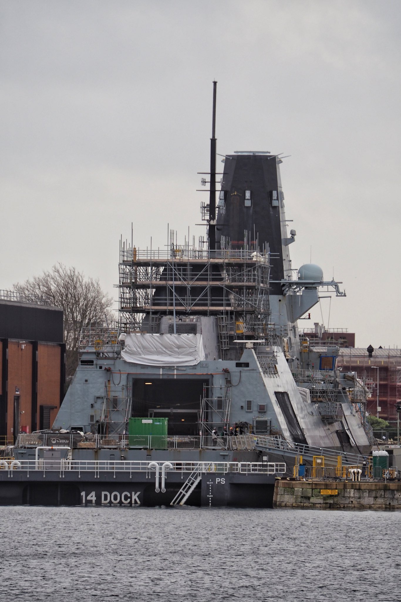 Royal Navy Type 45 Destroyer in drydock, possibly HMS Dragon. Nov 26 ...