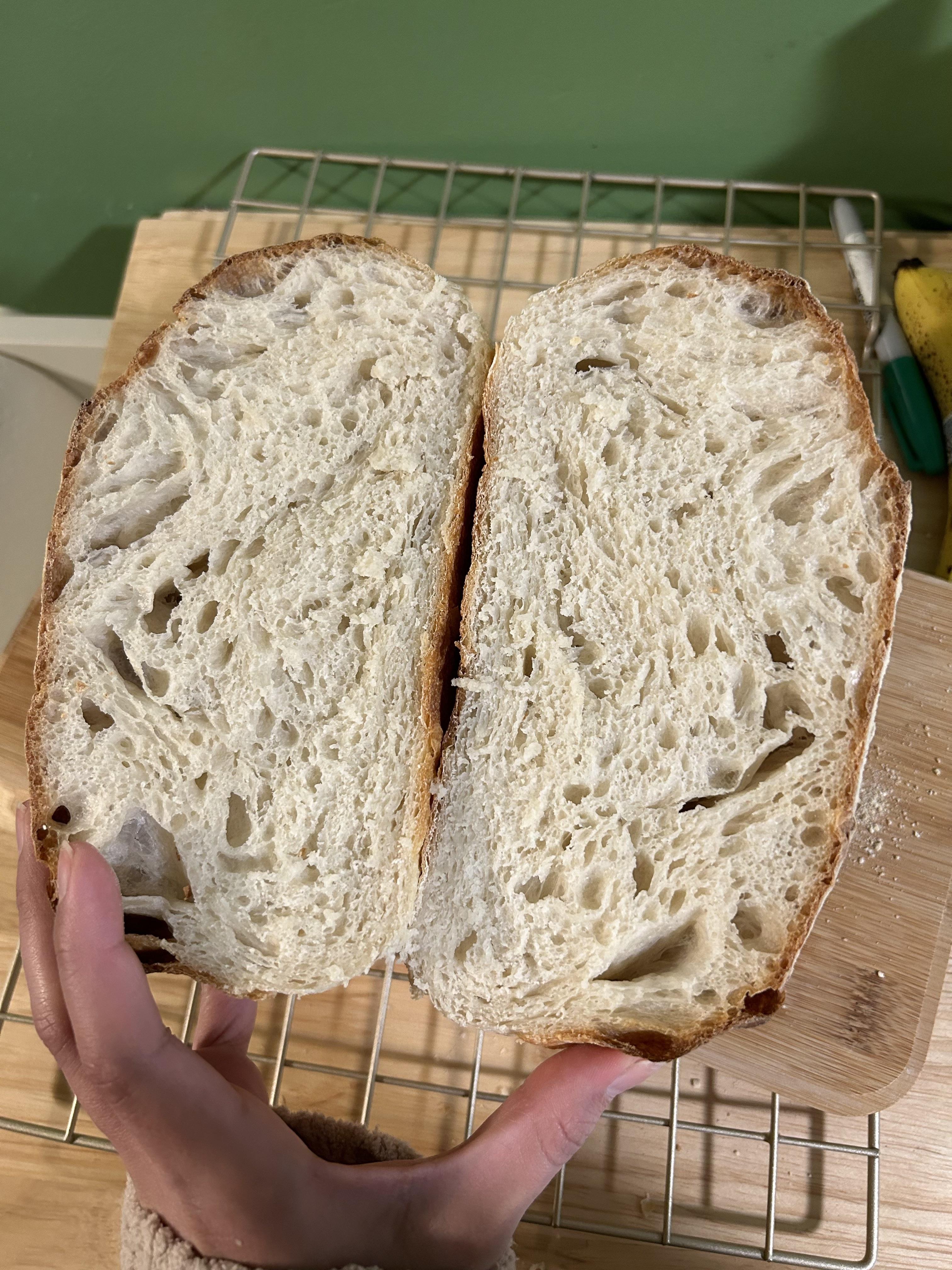 First time making bread with poolish! How’s my crumb look? | Scrolller