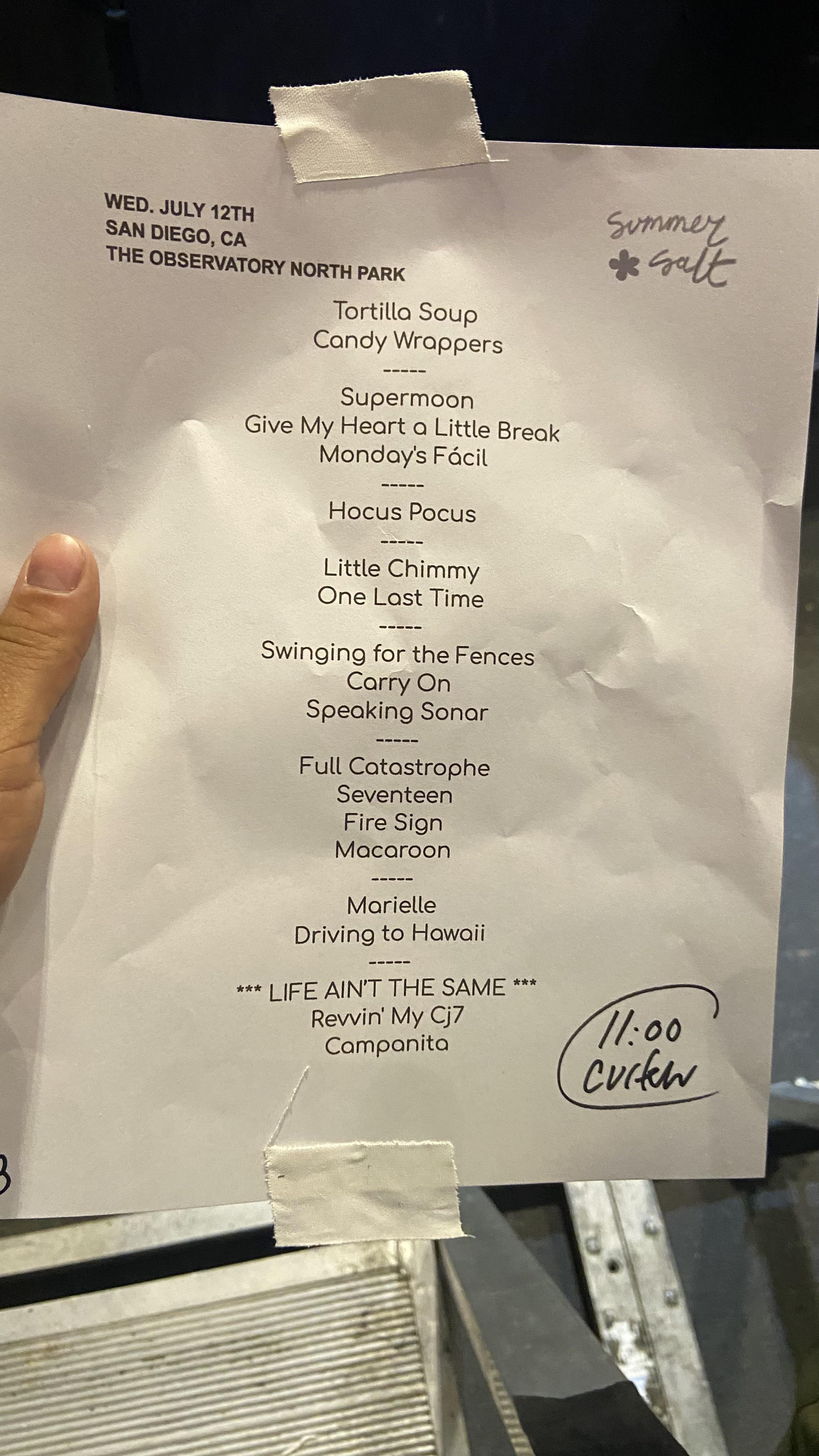 San Diego july 12th setlist | Scrolller