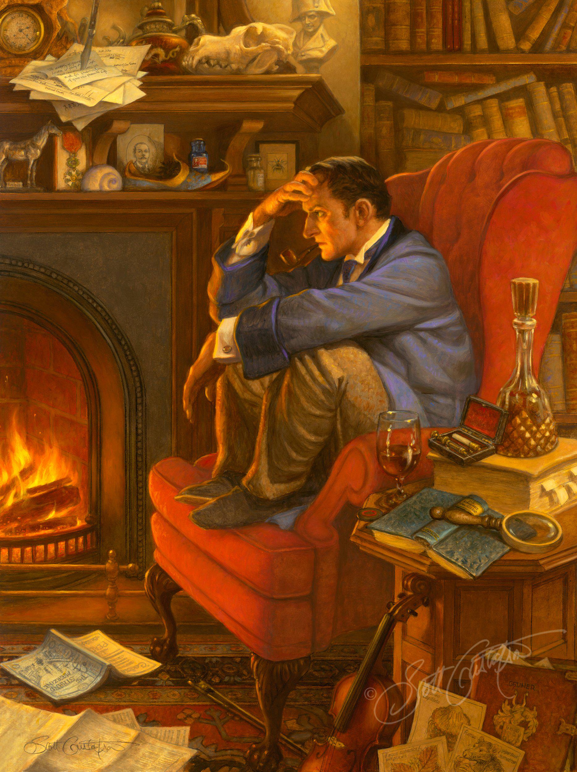 Sherlock Holmes and “The Mystery of the room full of clues” by artist Scott Gustafson | Scrolller