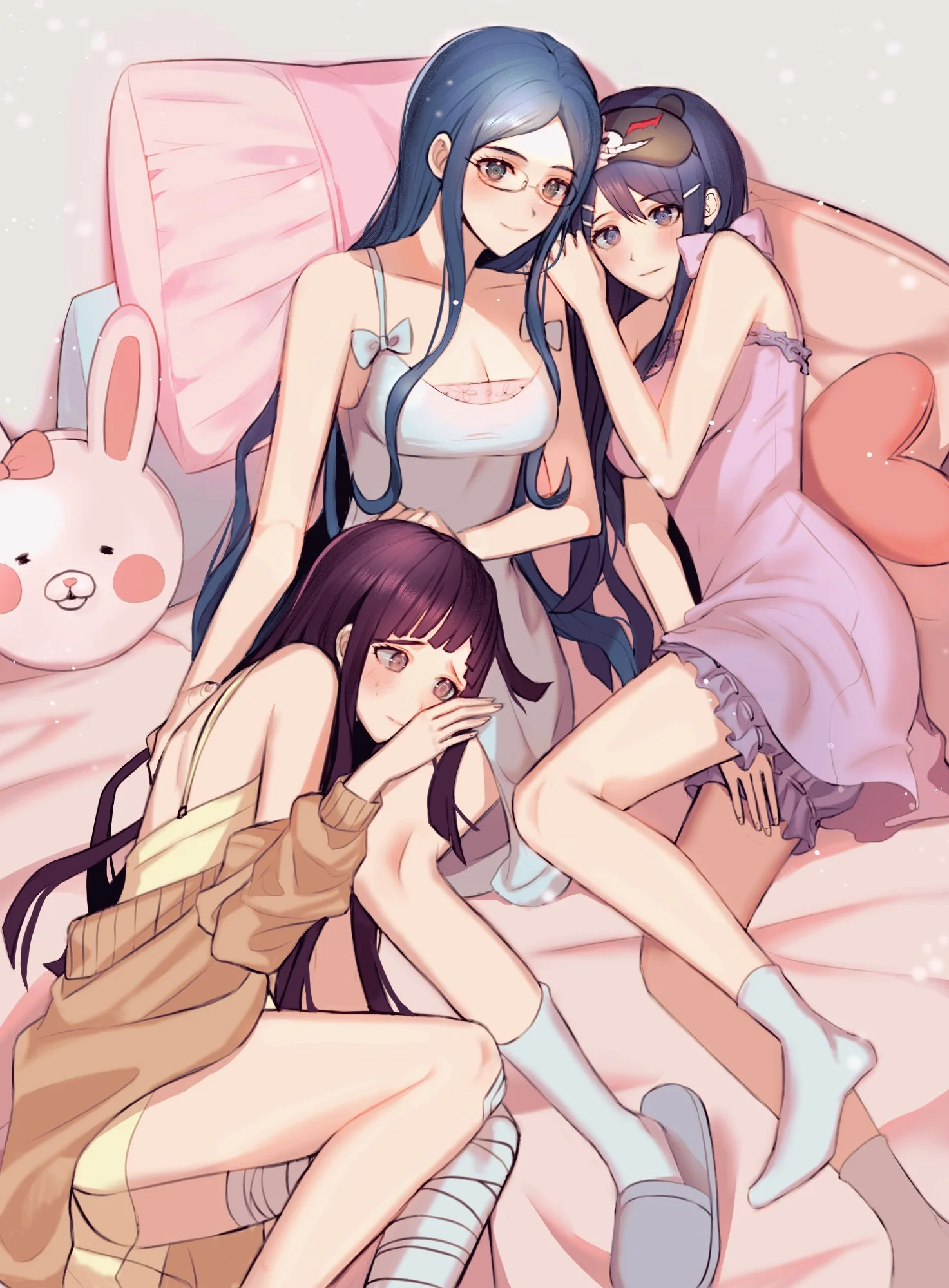 Sleepover time with Mikan, Tsumugi and Sayaka (by @Komaeda1211) | Scrolller