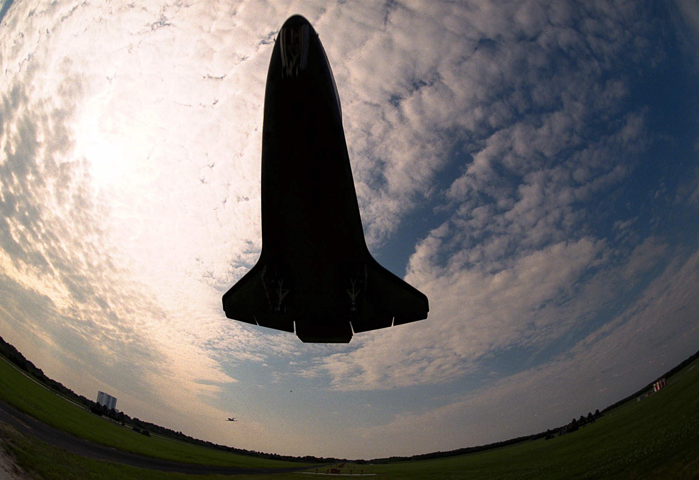 Space Shuttle Atlantis seen moments before landing at the Kennedy Space Center to conclude STS ...