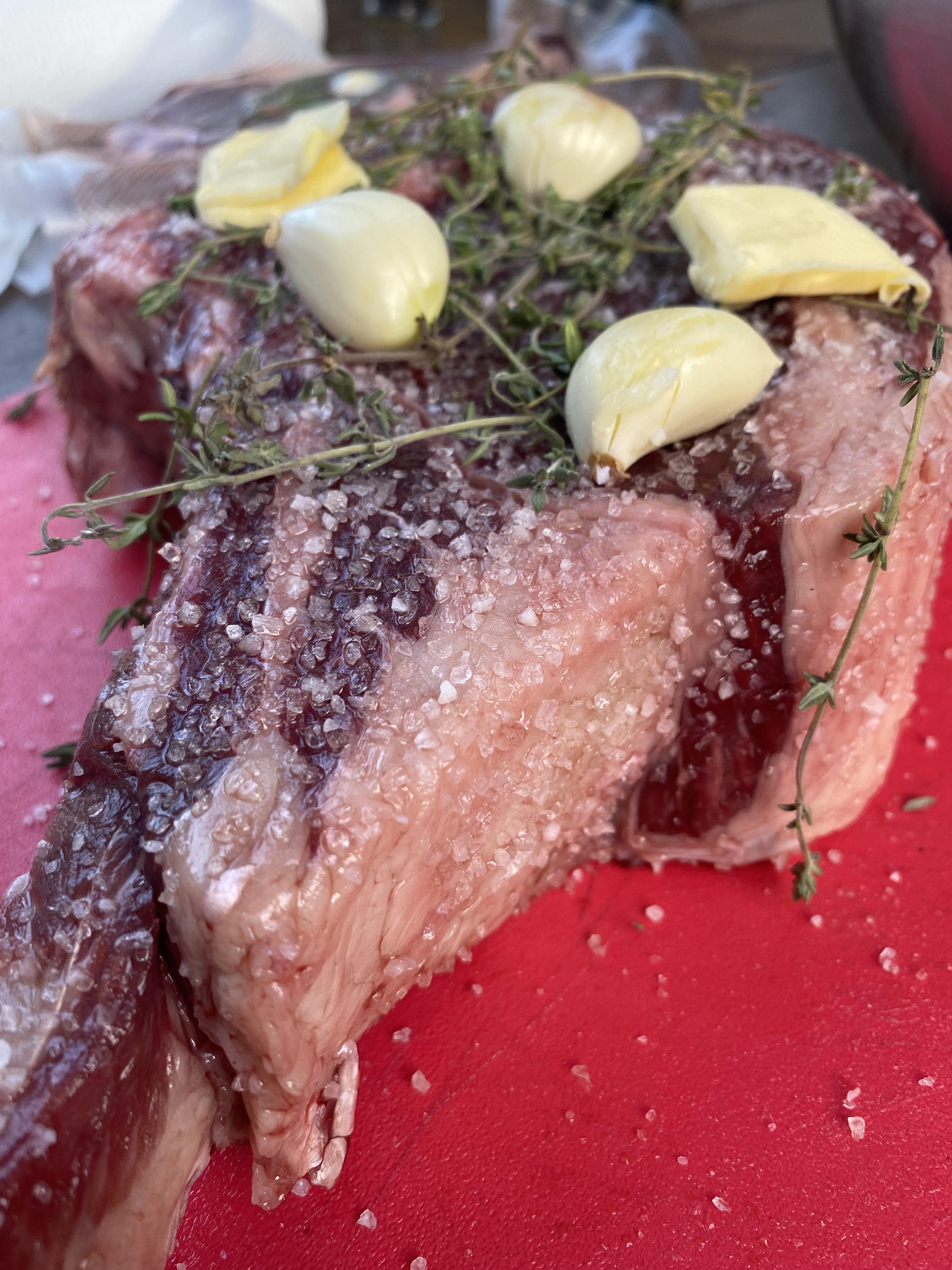 Smoked and then seared tomahawk over apple and cherry wood, finished with wagyu bone marrow ...