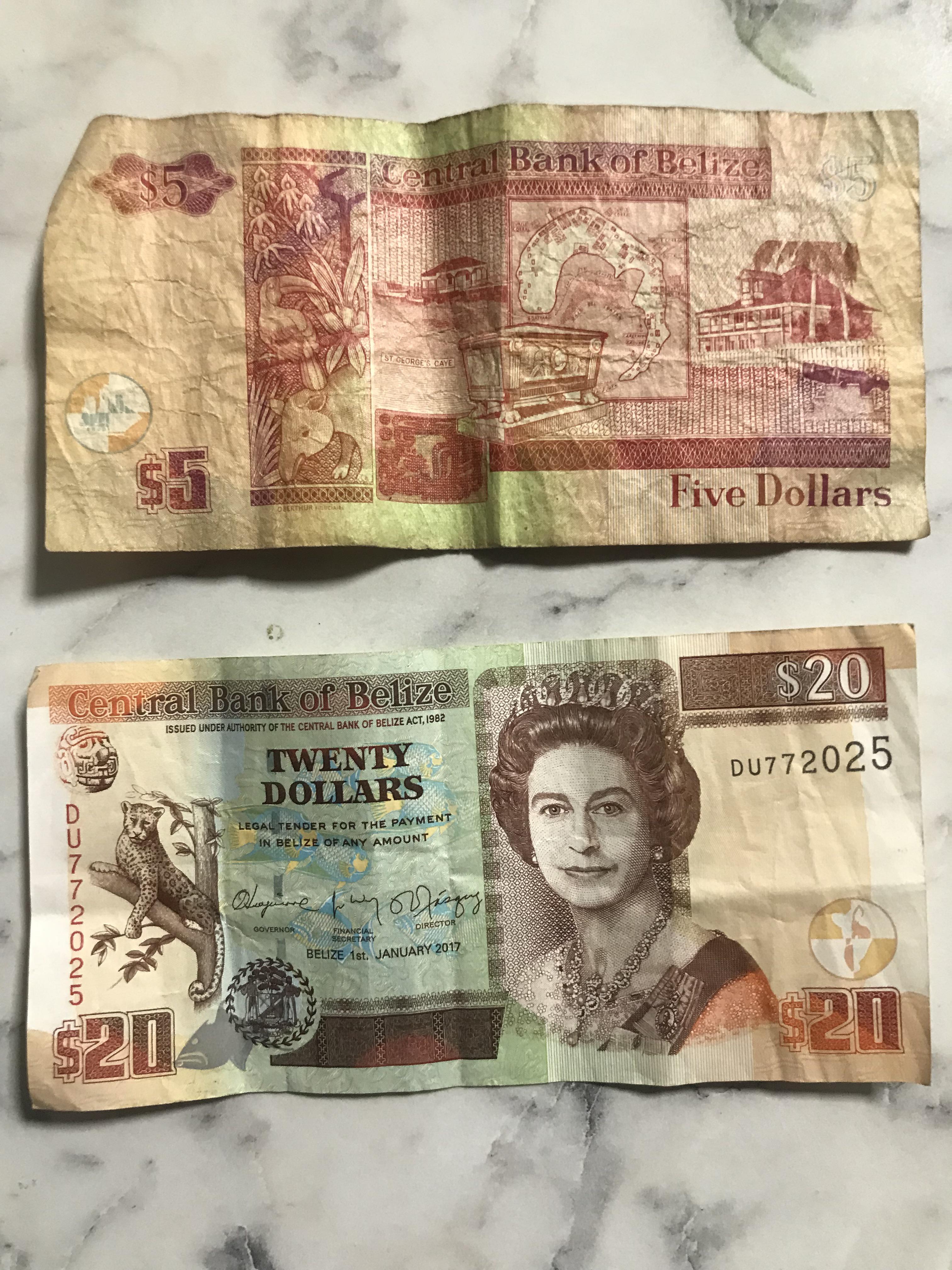 A 5 and a 20 dollar bill from Belize | Scrolller