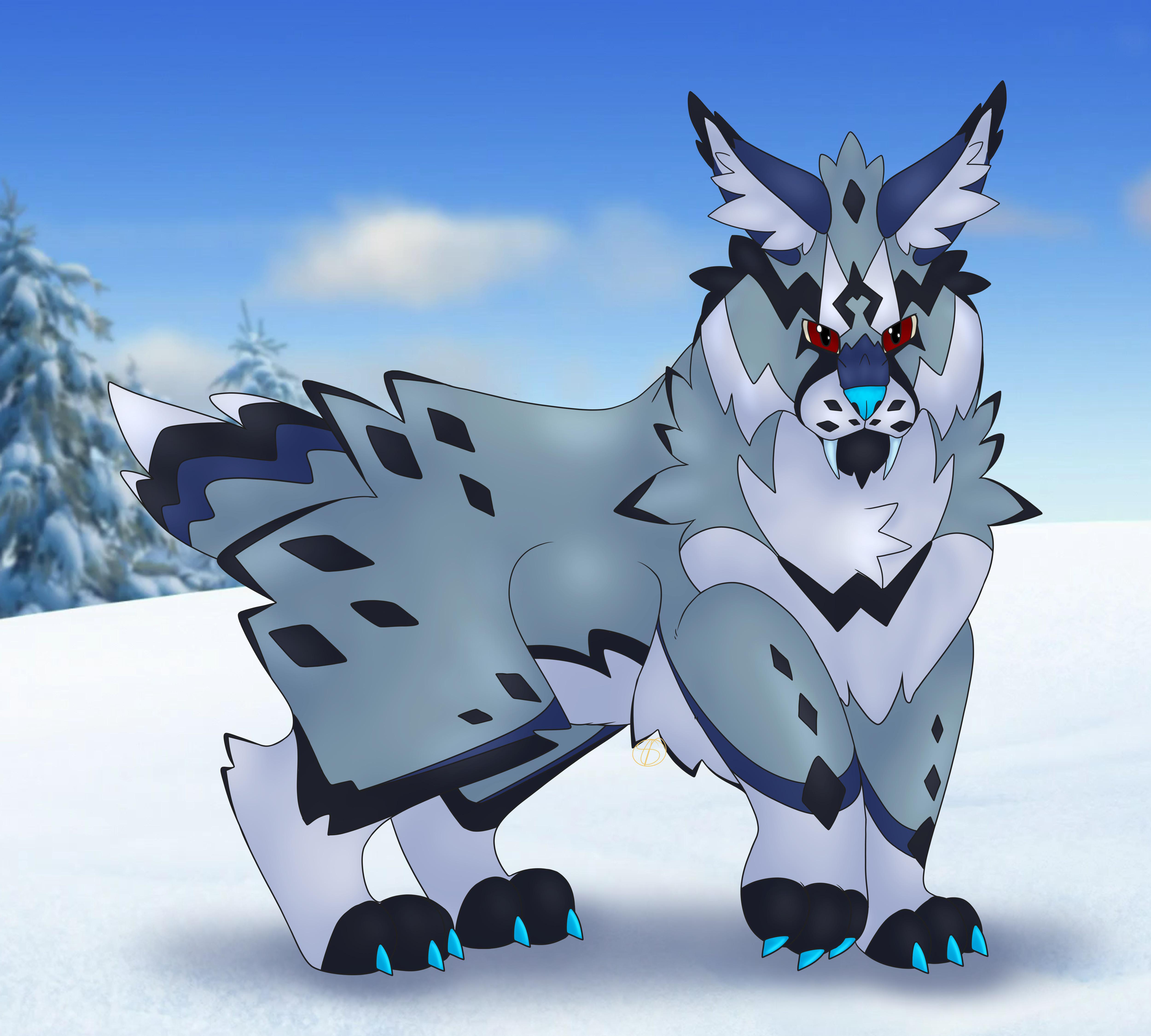 Finished Fakemon. Ice/Dark Lynx | Scrolller