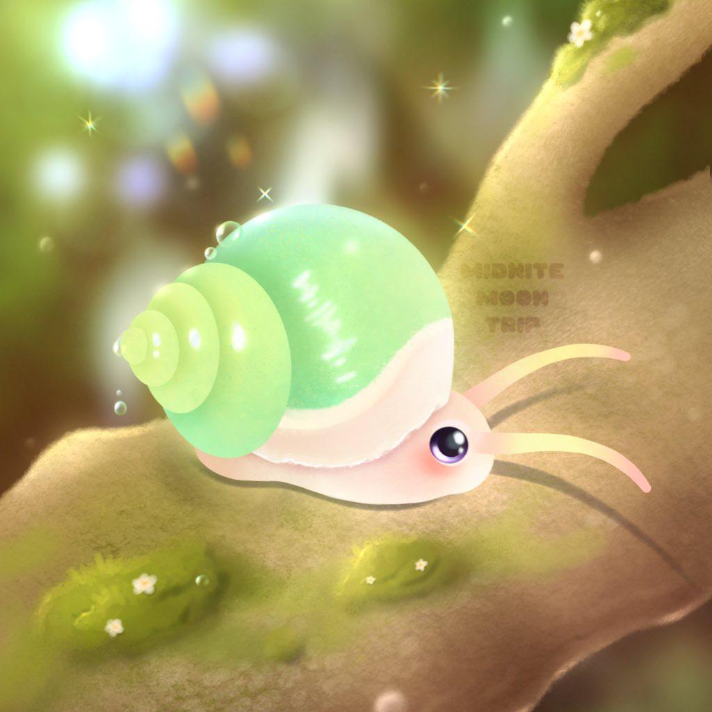 I drew a cute green snail 🐌🍃 | Scrolller