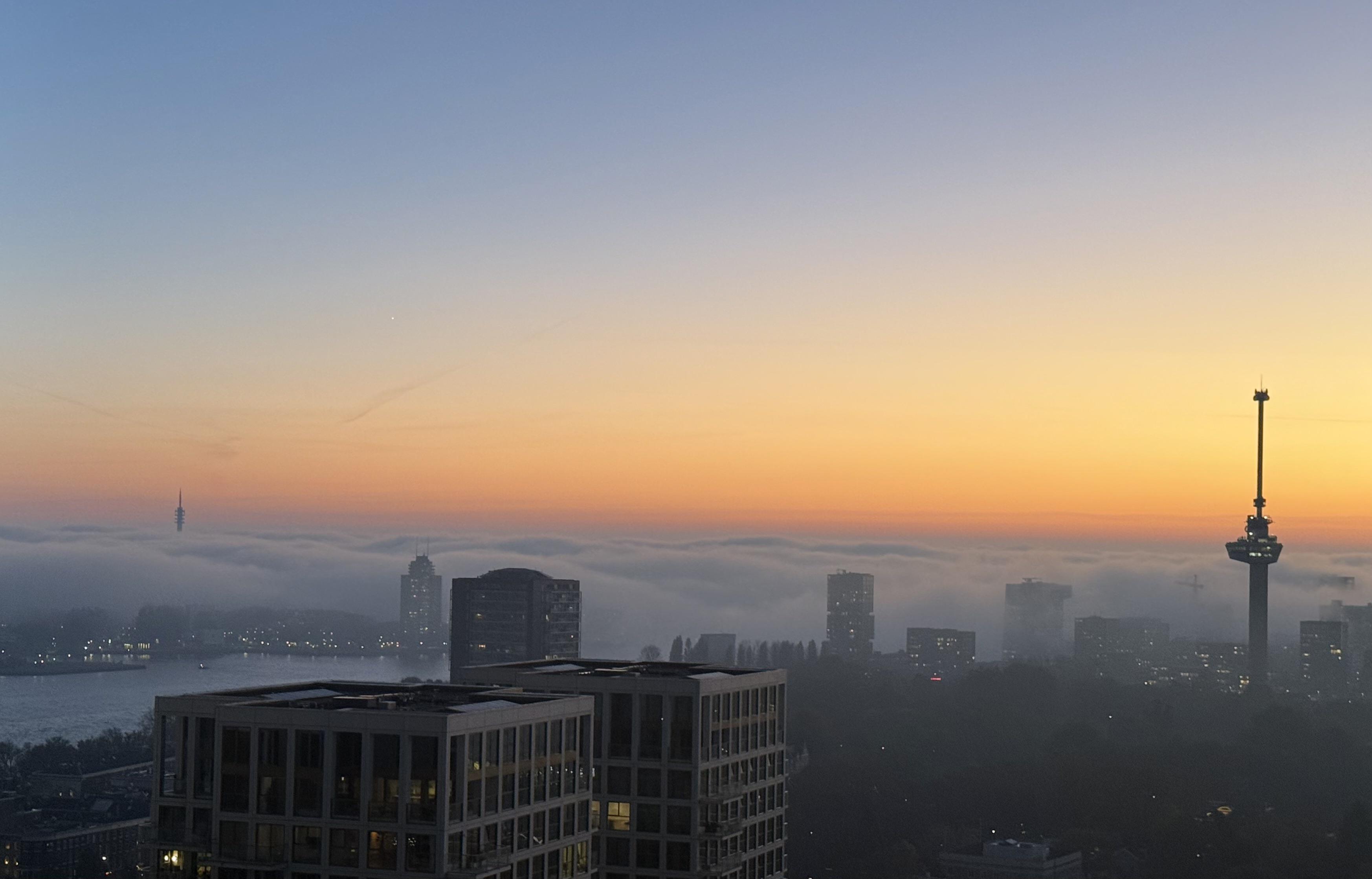 The fog approaching Rotterdam from the sea | Scrolller